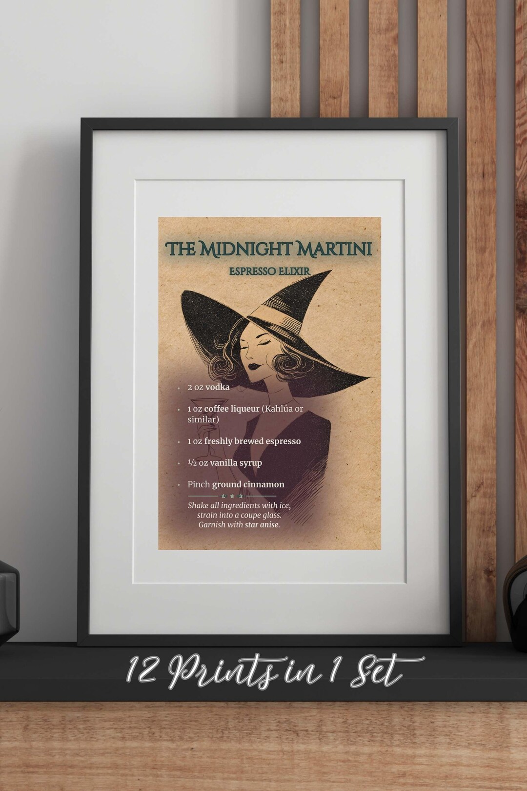Witchy Bar Cart Prints Set: Cocktail Recipe & Halloween Art (12 Digital ...