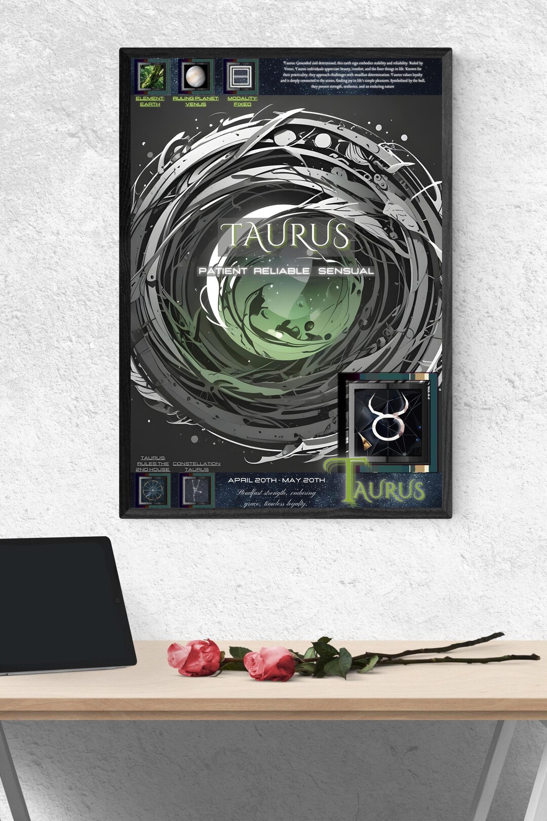 Taurus Printable Zodiac Poster Wall Art, Taurus Art, Taurus Gift, Wall ...