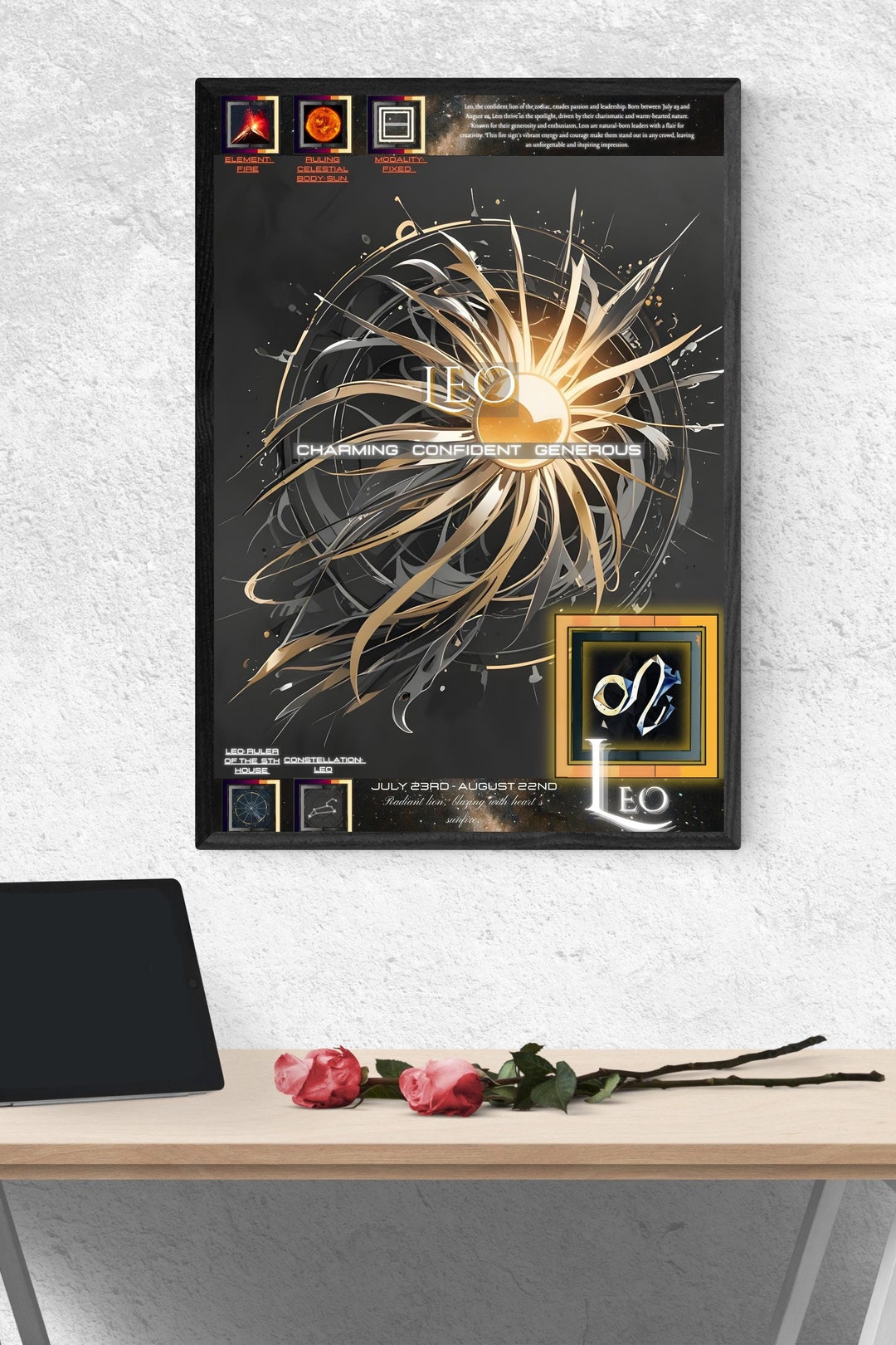 Leo Printable Zodiac Poster Wall Art, Leo Art, Leo Gift, Leo Wall Art ...