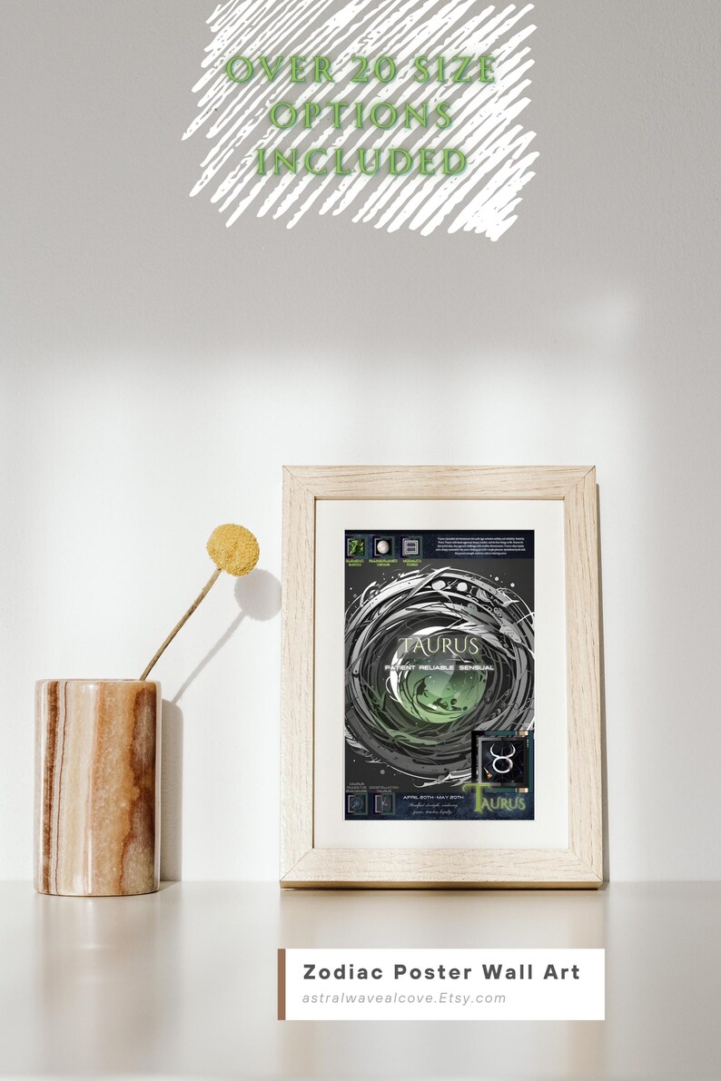 Taurus Printable Zodiac Poster Wall Art, Taurus Art, Taurus Gift, Wall ...