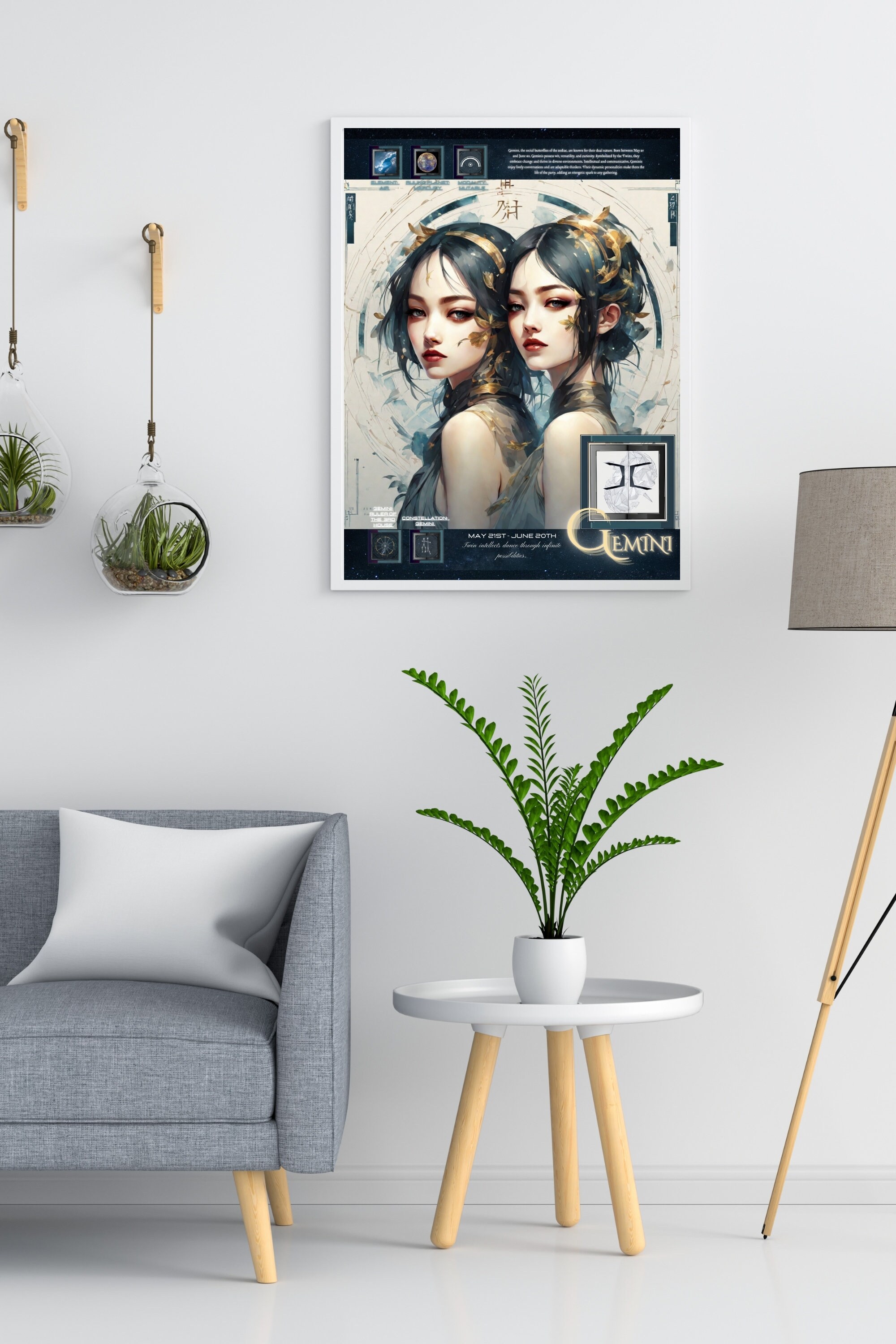 Gemini Printable Zodiac Poster Wall Art, Gemini Art, Gemini Gift ...