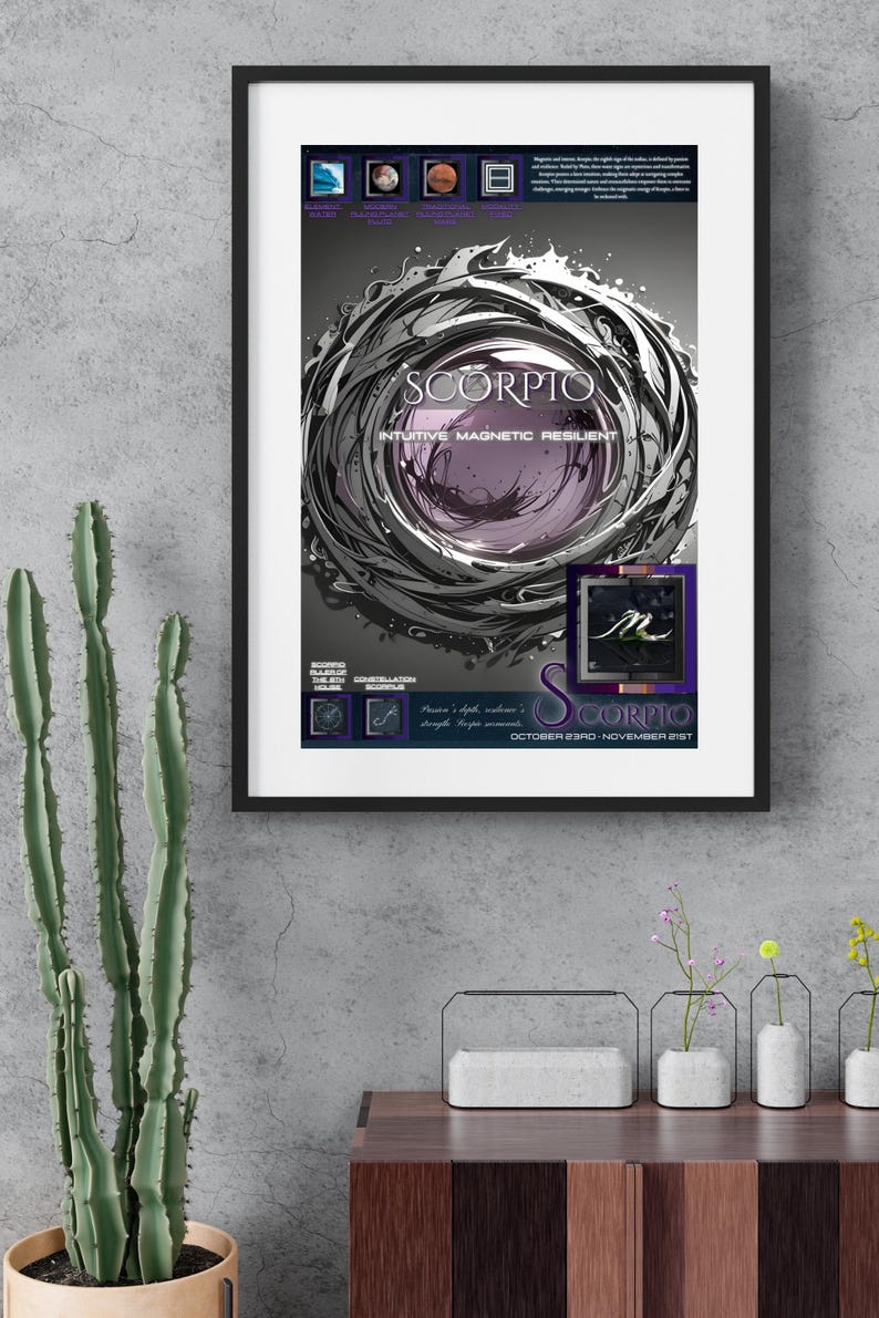 Scorpio Printable Zodiac Poster Wall Art, Scorpio Art, Scorpio Gift ...
