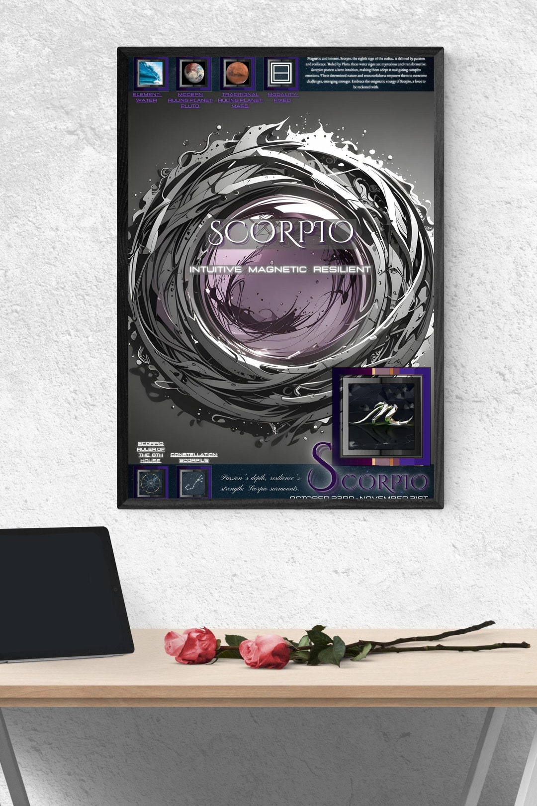 Scorpio Printable Zodiac Poster Wall Art, Scorpio Art, Scorpio Gift ...