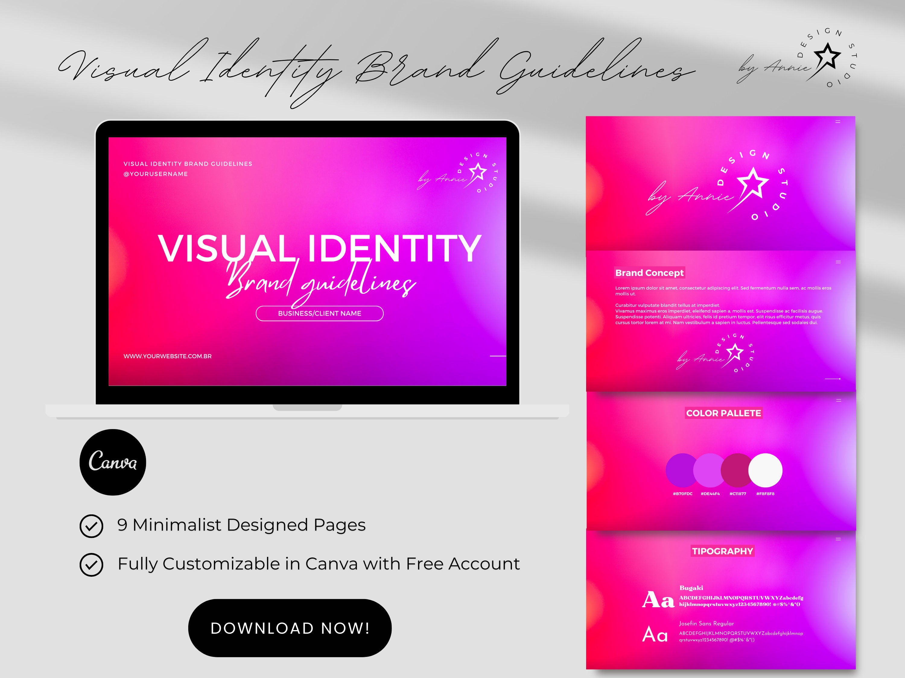 Visual Identity Brand Guideliness Presentation Canva Template | Brand ...