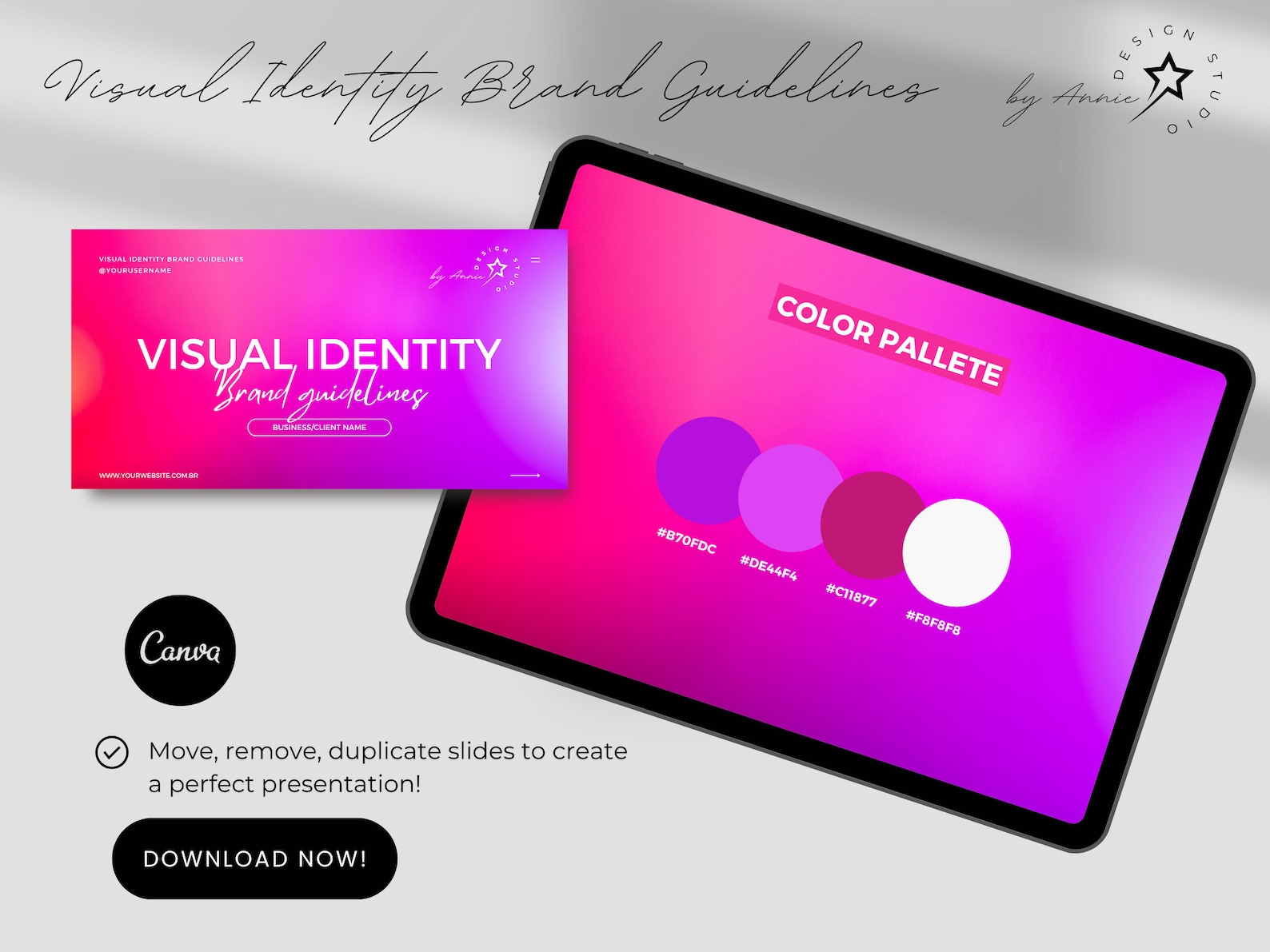 Visual Identity Brand Guideliness Presentation Canva Template | Brand ...