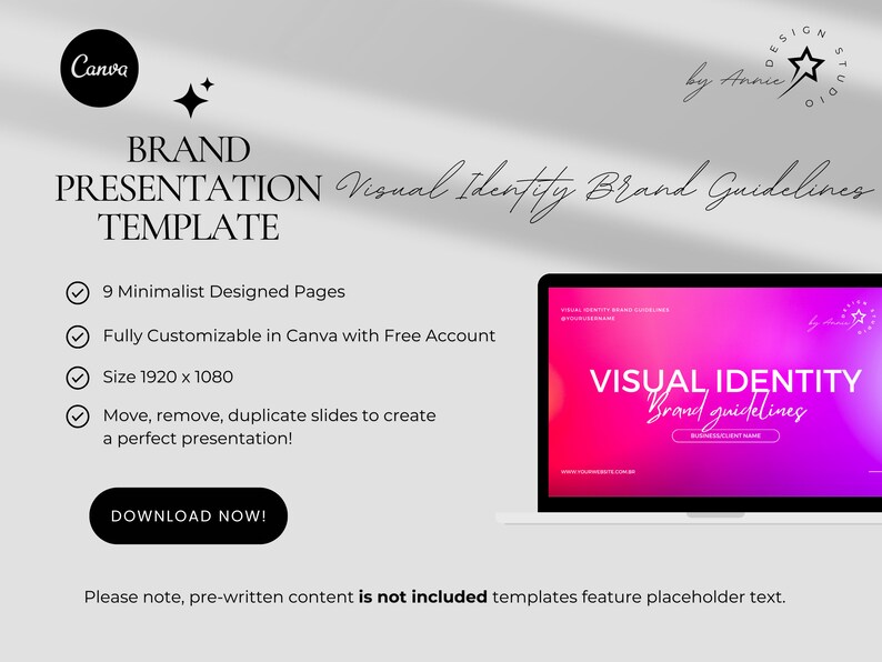 Visual Identity Brand Guideliness Presentation Canva Template | Brand ...