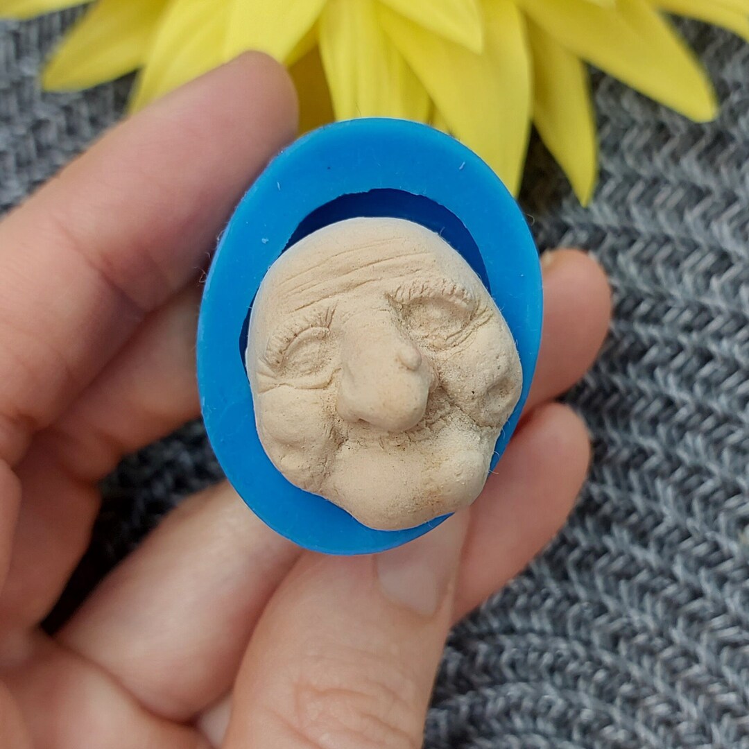 Silicone Mold of Old Face/witch Face Size 2,4х2,5 Cm/ 0,94x0,98 Inch ...