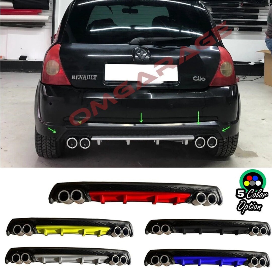 For Renault Clio Mk2 Rear Diffuser Diffusor 5 Color Options Round ...
