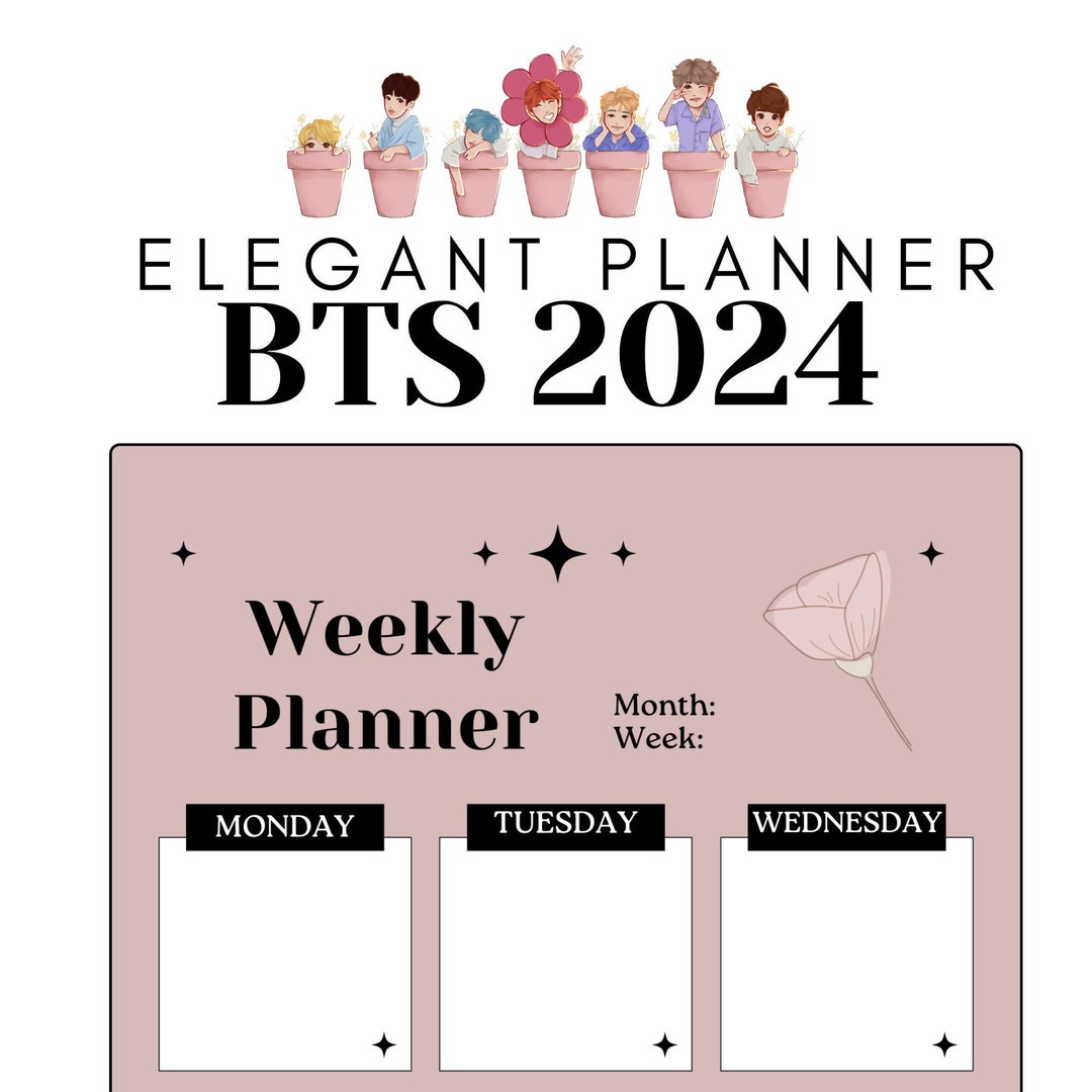 BTS Weekly Planner Digital and Printable .pdf and .png A4 Vertical K ...