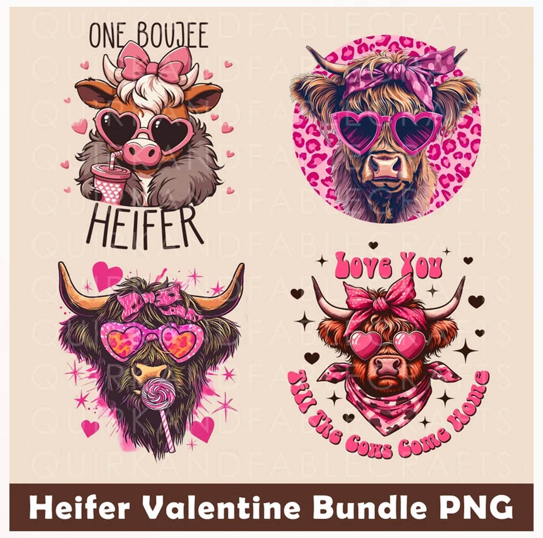 Heifer Valentine Png, Highland Cow Valentine Png, Valentine Day Western ...