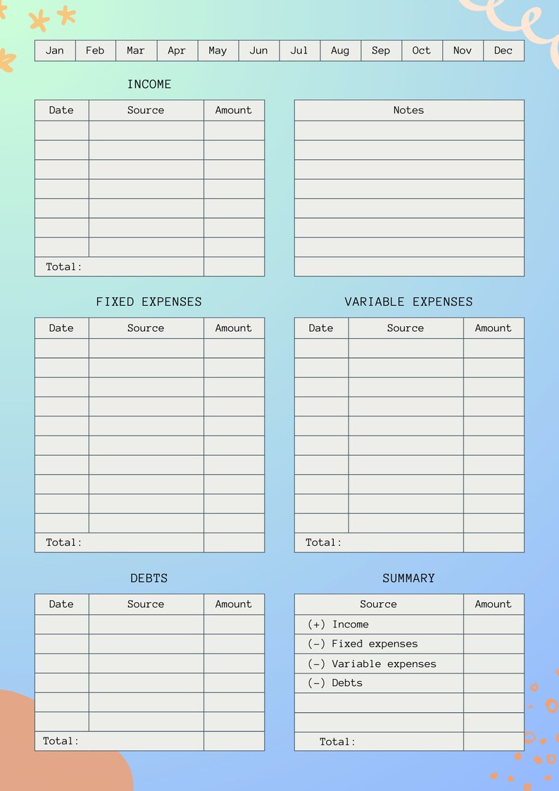Printable Monthly Budget Planner. Planner. Blue Editable Planner ...