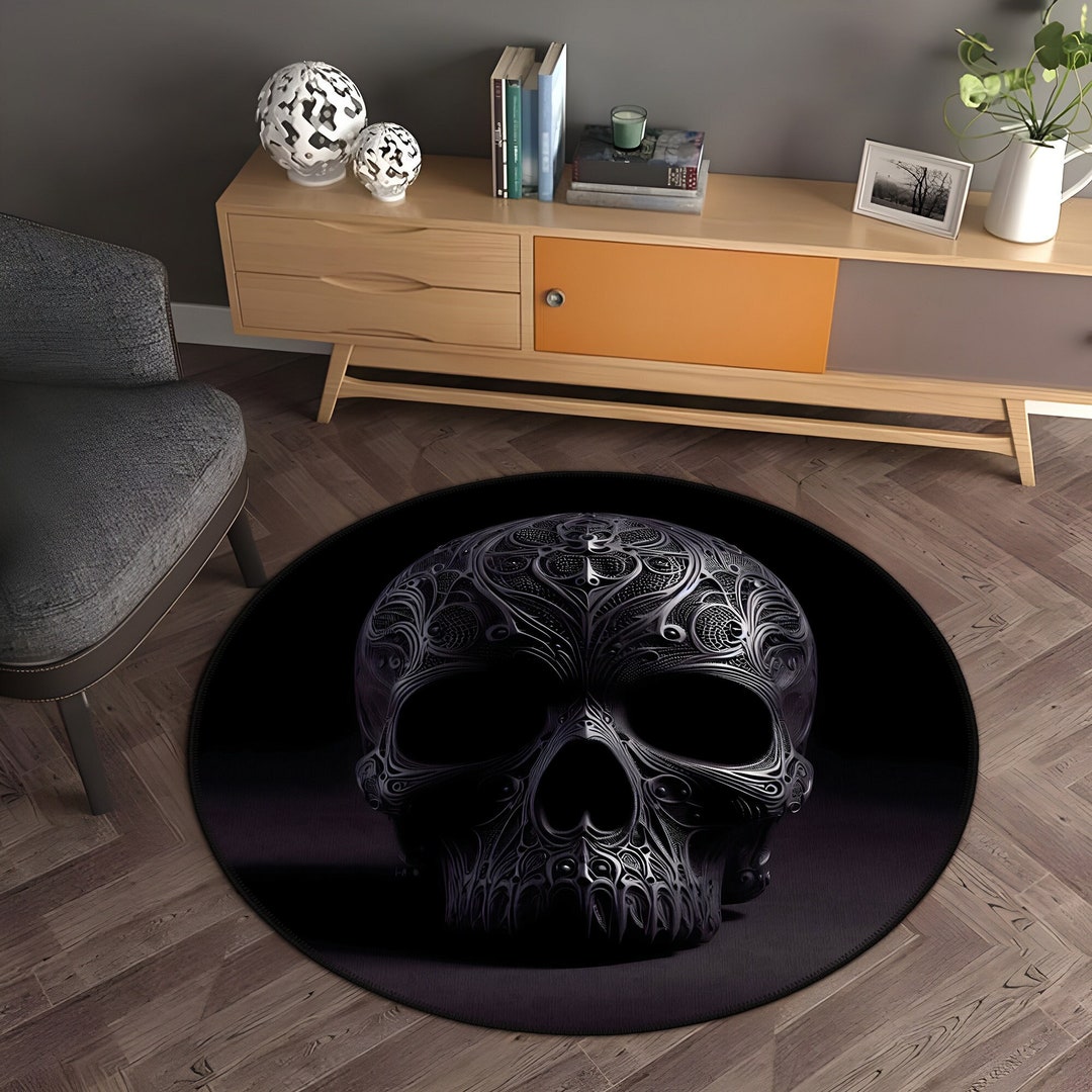 Decorative Round Rug Skull Rug Skull Carpet Area Rug - Etsy