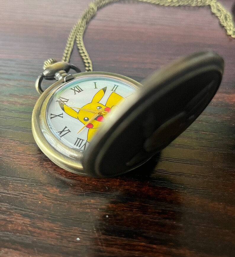 Pokemon Pikachu Bronze Pocket Watch on a Chain - Etsy