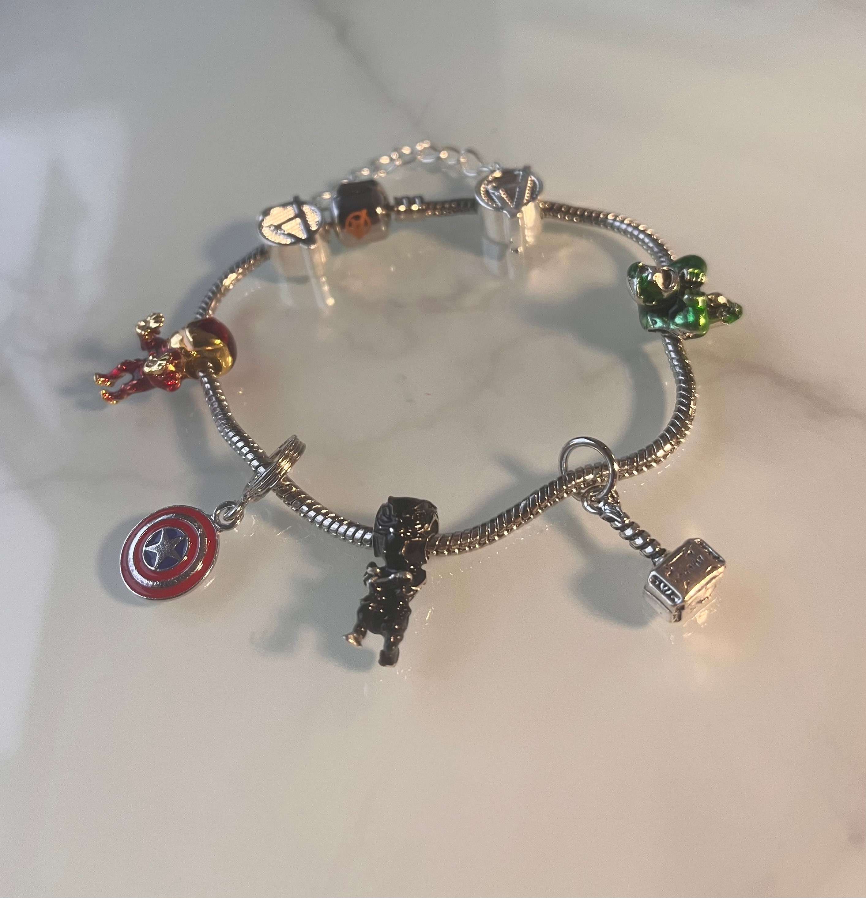 Disney's Marvel Avengers Charm Bracelet - Iron Man, Black Panther, Hulk ...