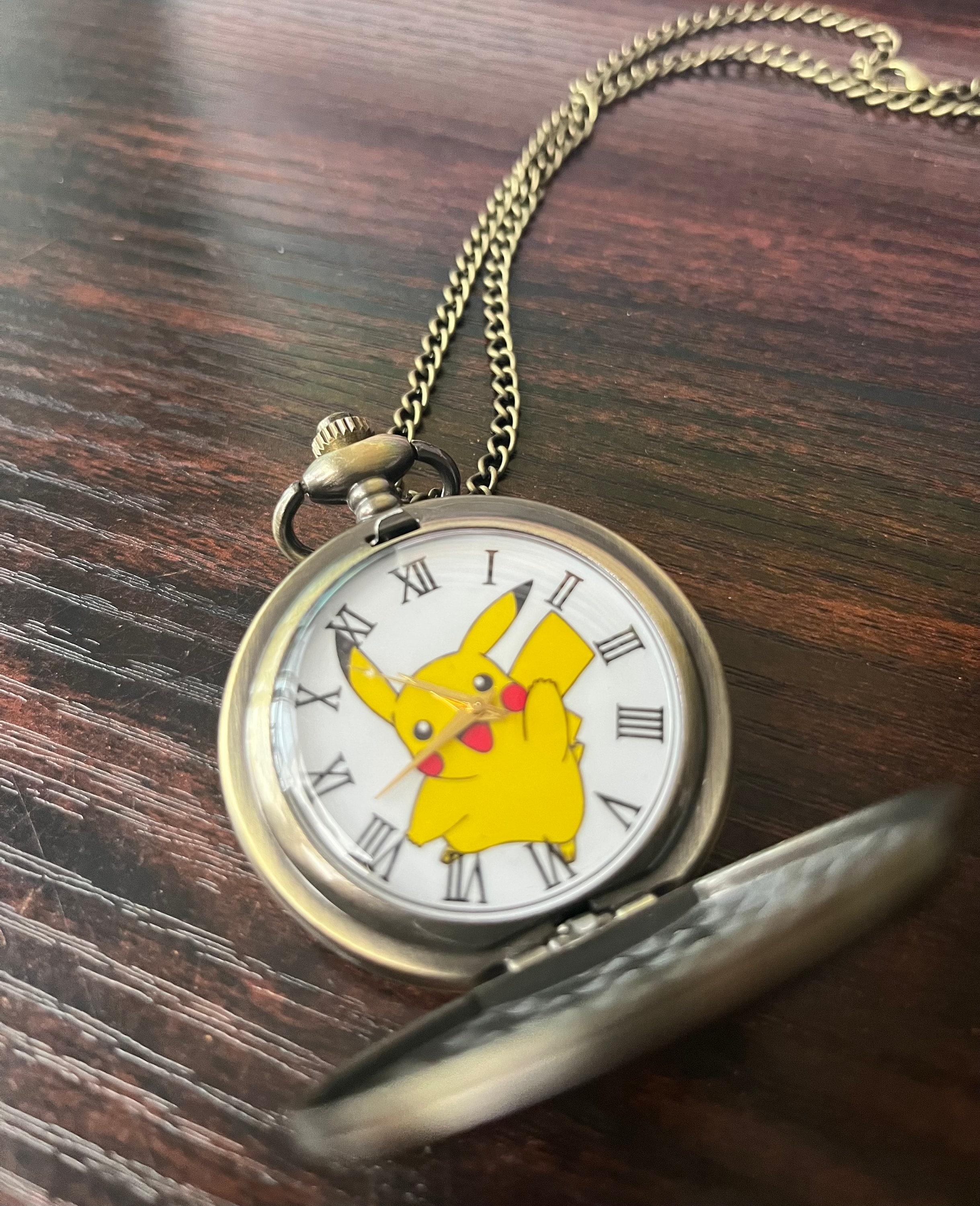 Pokemon Pikachu Bronze Pocket Watch on a Chain - Etsy