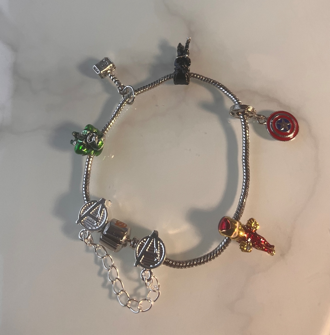 Disney's Marvel Avengers Charm Bracelet - Iron Man, Black Panther, Hulk ...