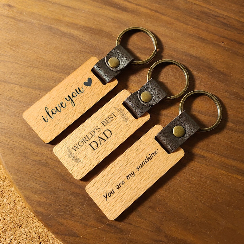 Engraved Wood Key Chain, Personalized Wooden Gifts for Dad, Valentine's ...