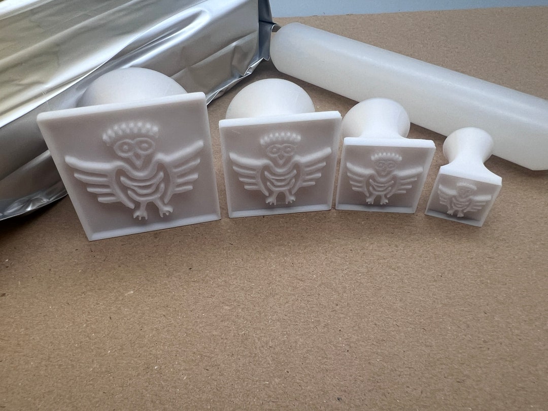 Inca Themed Tile Stamp, Owl Shape With Border, Set of 4 Different Size ...
