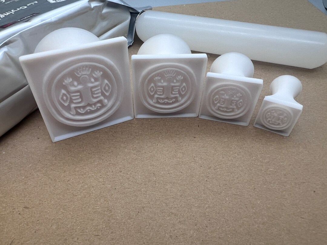 Inca Themed Man With Crown Shape Tile Stamp, Set of 4 Different Sized ...