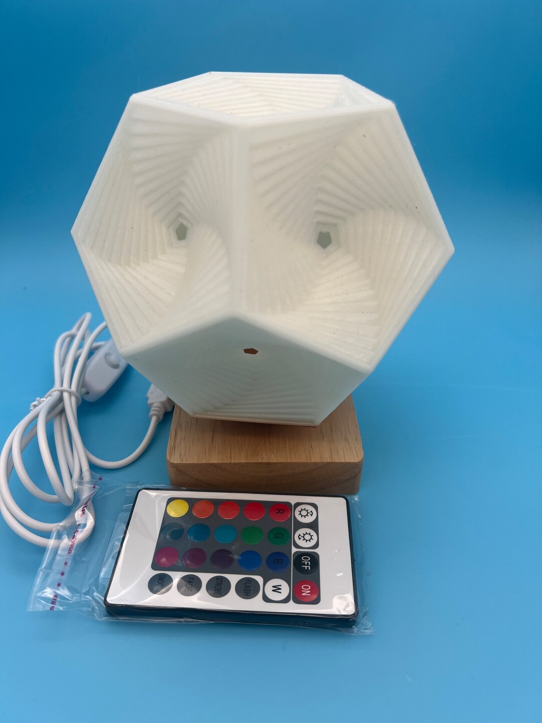 Multi Colour LED Plastic Twisted Dodecahedron Design Side - Etsy