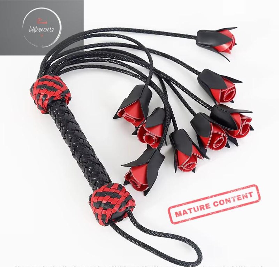BDSM Leather Handle Rose Top Whip Riding Crop Flogger Paddle Slapper ...