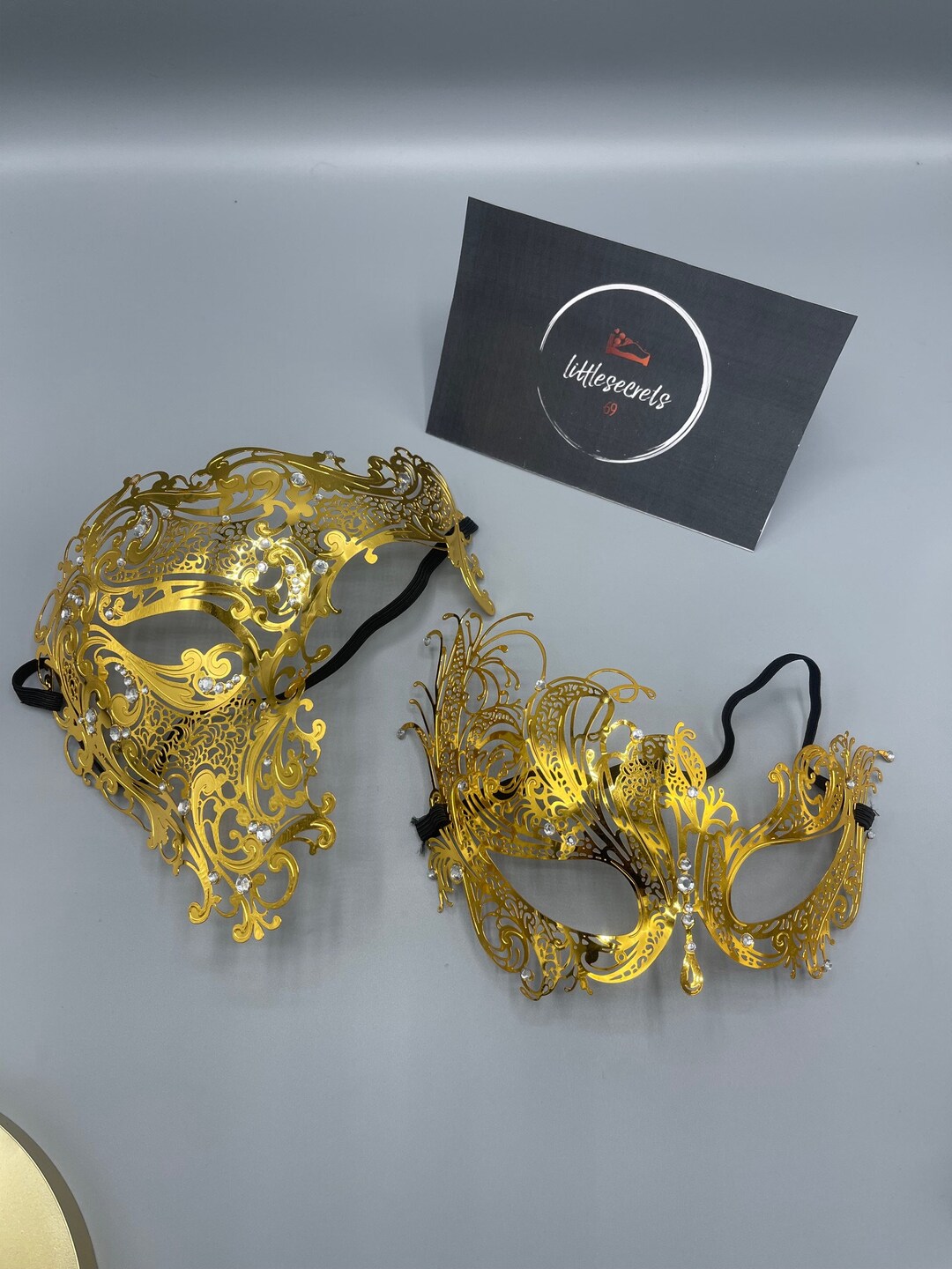 Gold Skull Metal Mask Halloween Rhinestone Half Face Venetian ...