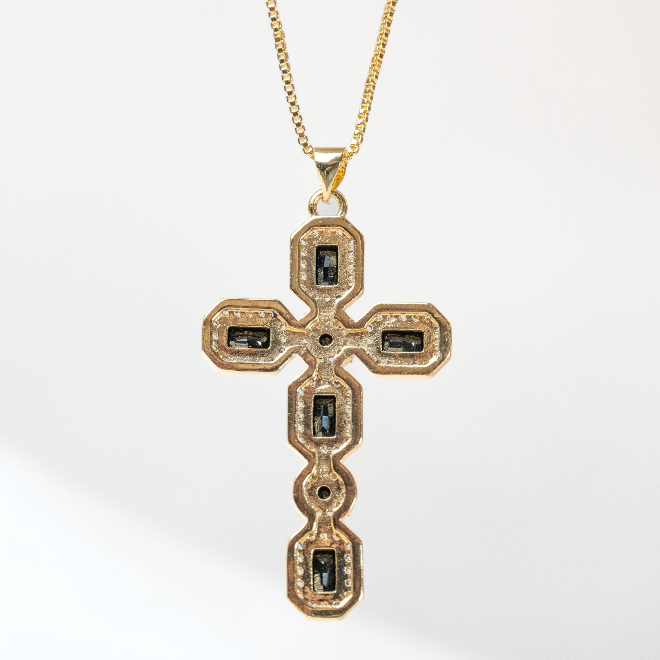 Baroque Cross Necklace La Nuit Black and Gold Baroque Renaissance Cross ...
