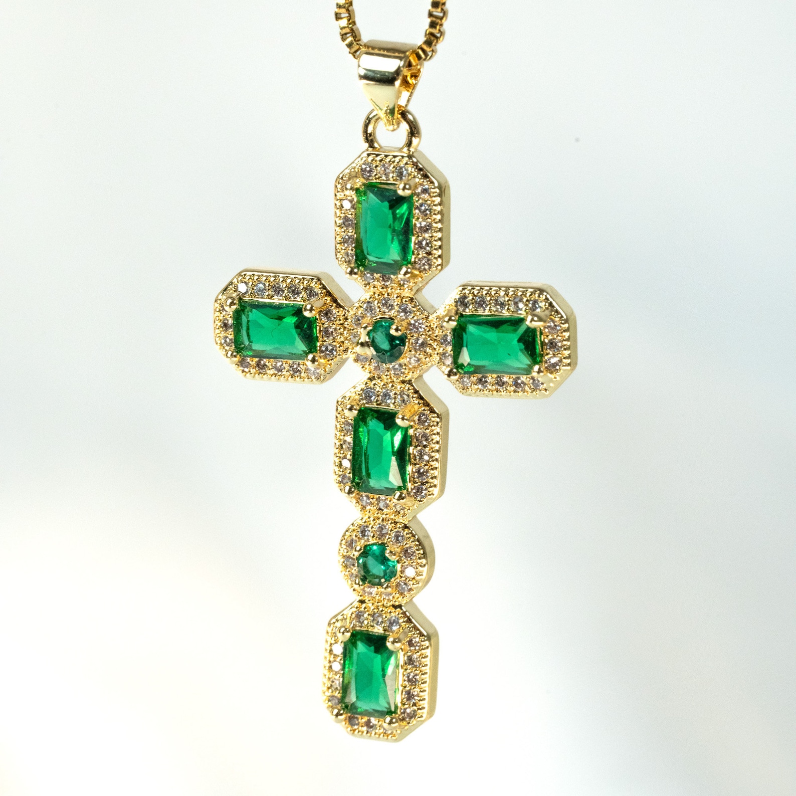Baroque Cross Necklace | the Emerald - 18k Gold Plated Renaissance ...