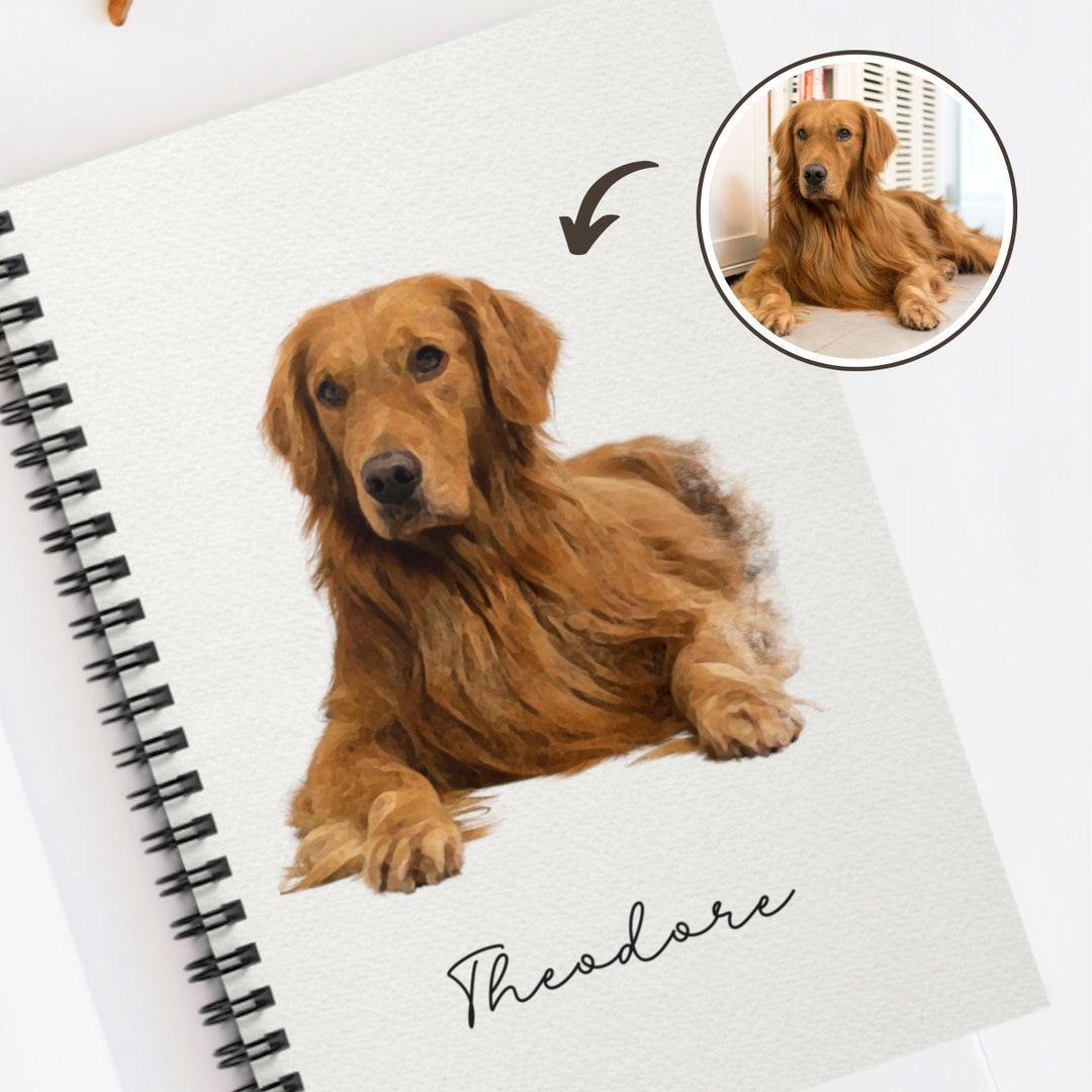 One-of-a-kind Spiral Notebook Custom Pet Illustration From Your Photo ...
