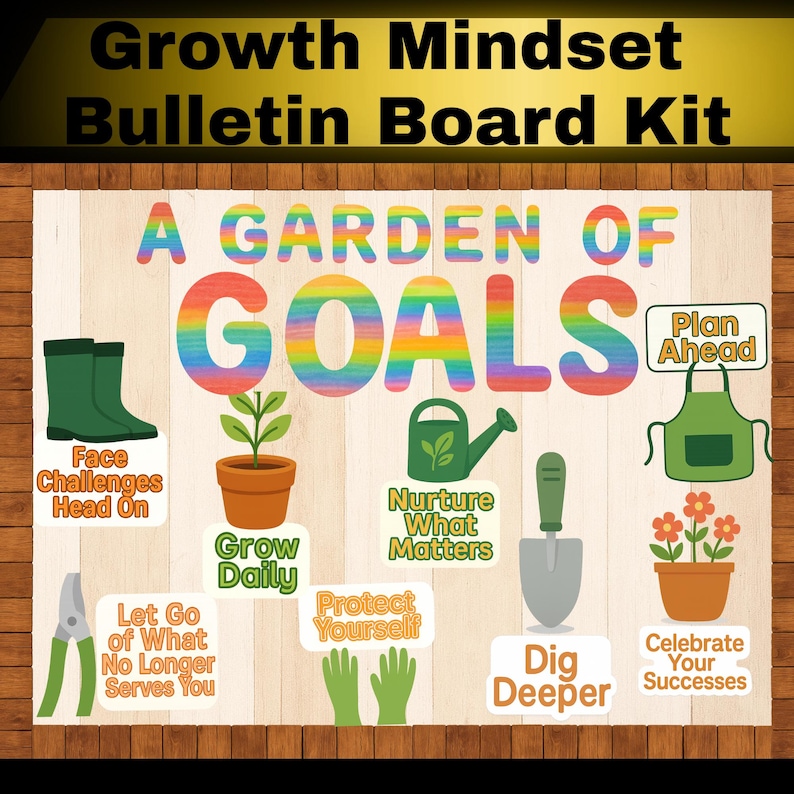 A Garden of Goals Bulletin Board Kit | Growth Mindset Classroom Decor ...