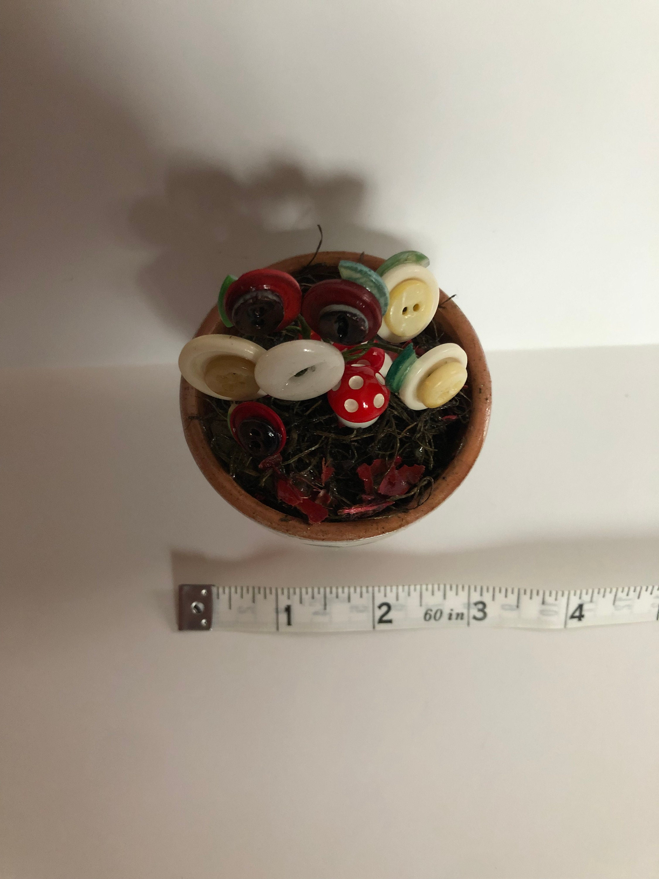 Mini Button Art Flower Pot, Button Flower Bouquet, Upcycled Antique ...