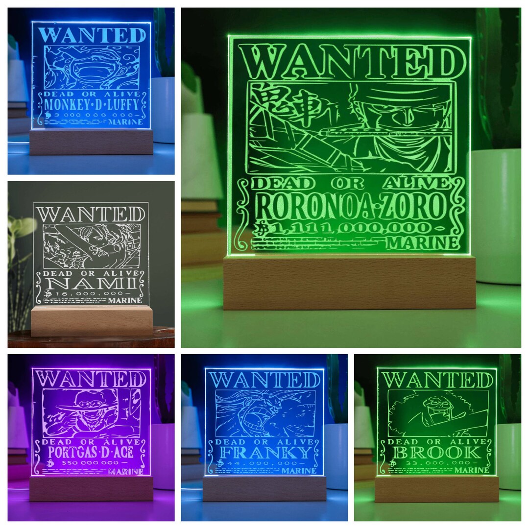 One Piece Characters Wanted Poster Luffy One Piece Anime Gift Night ...