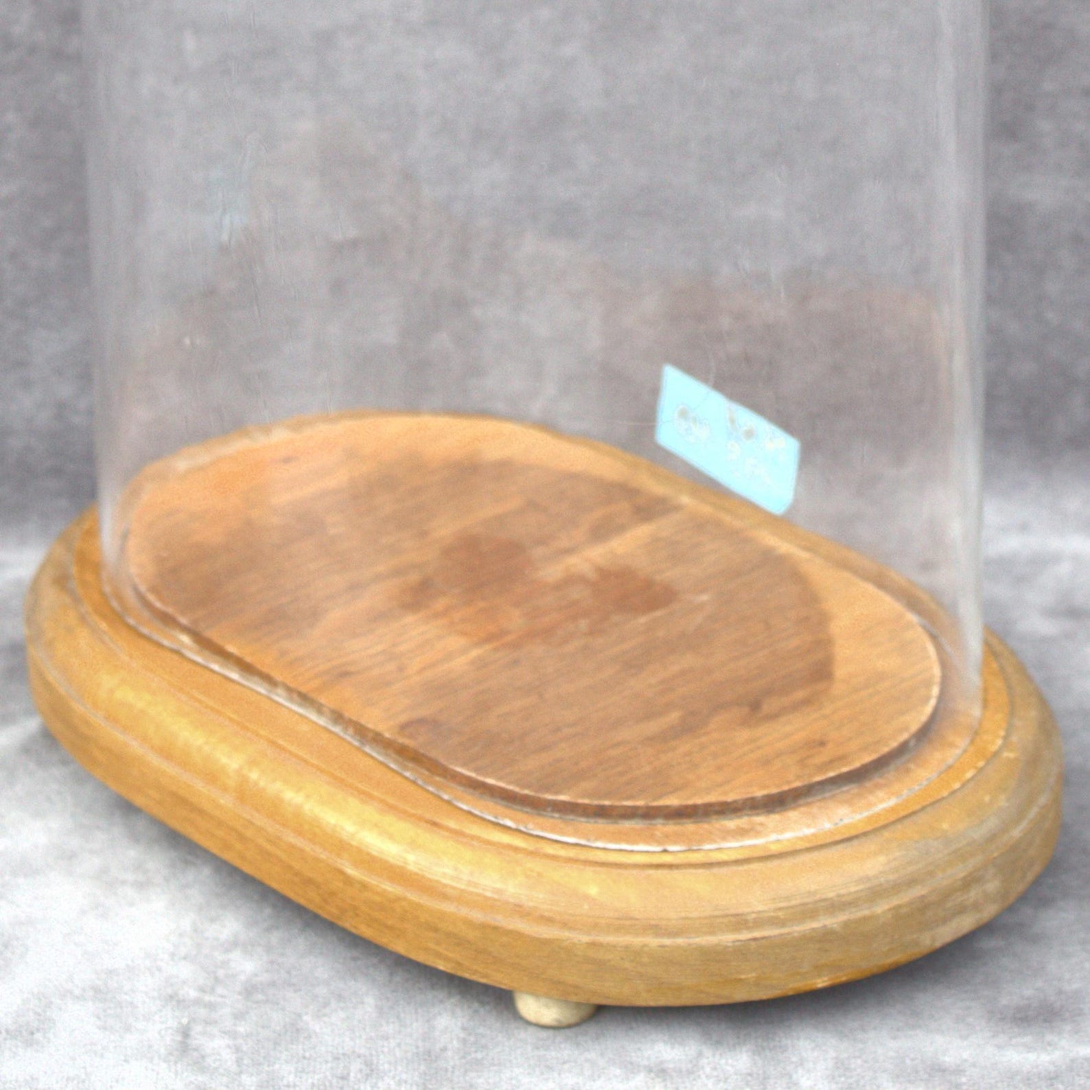Retro Oval Glass Cloche 11.43x7.48x4.33 Dome Bell Jar 26,5x19x11cm Wood ...