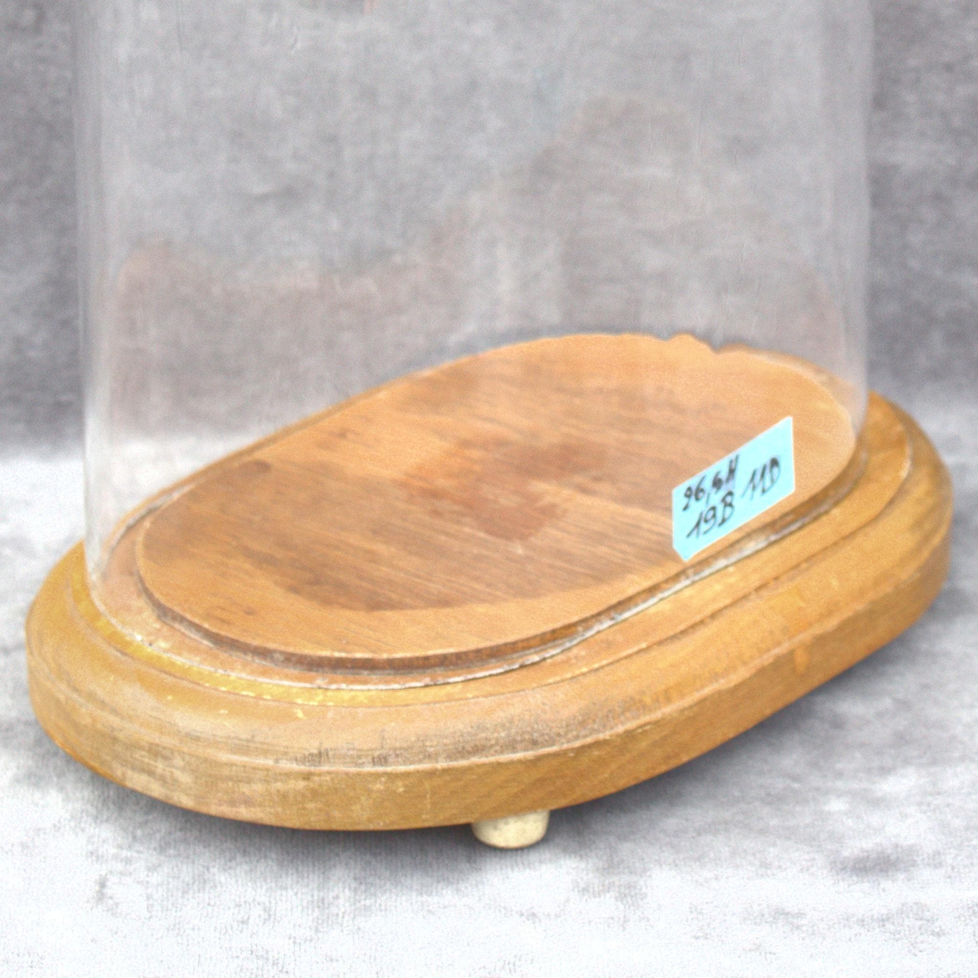 Retro Oval Glass Cloche 11.43x7.48x4.33 Dome Bell Jar 26,5x19x11cm Wood ...