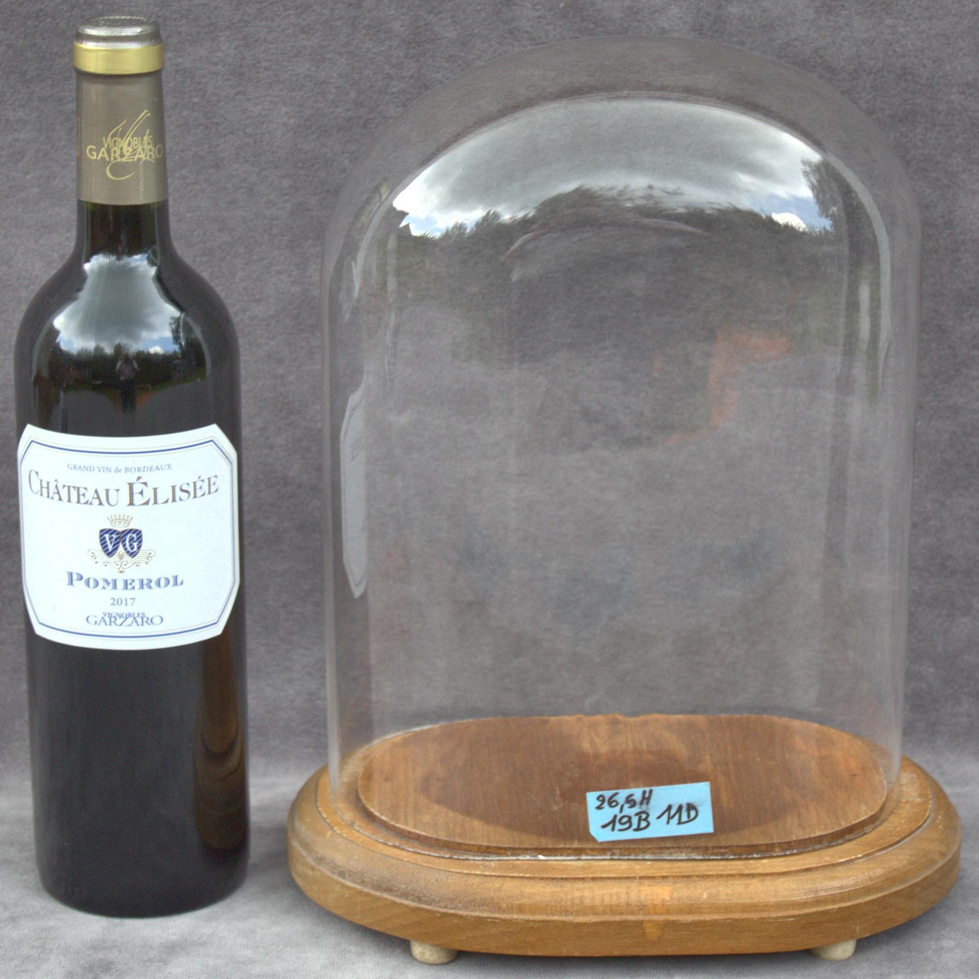 Retro Oval Glass Cloche 11.43x7.48x4.33 Dome Bell Jar 26,5x19x11cm Wood ...