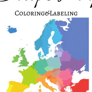 Europe Map, Printable, Coloring, Labeling, Digital Download Art - Etsy