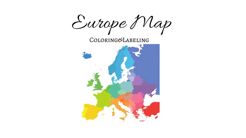 Europe Map, Printable, Coloring, Labeling, Digital Download Art - Etsy