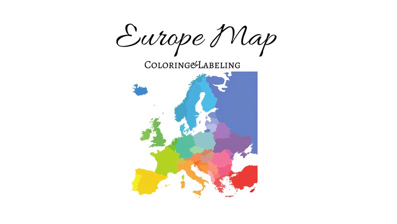 Europe Map, Printable, Coloring, Labeling, Digital Download Art - Etsy