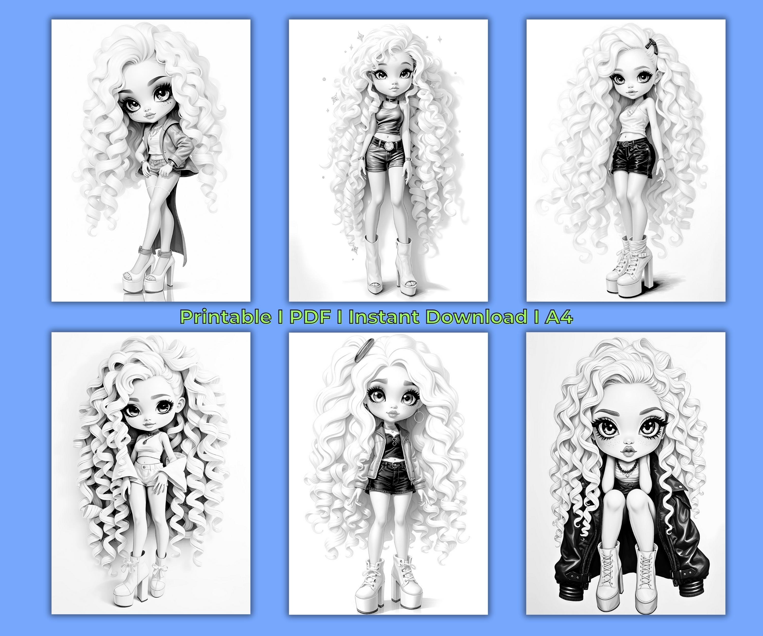 Trendy Fashion Girls Coloring Pages: 32 Grayscale Designs (PDF Download ...