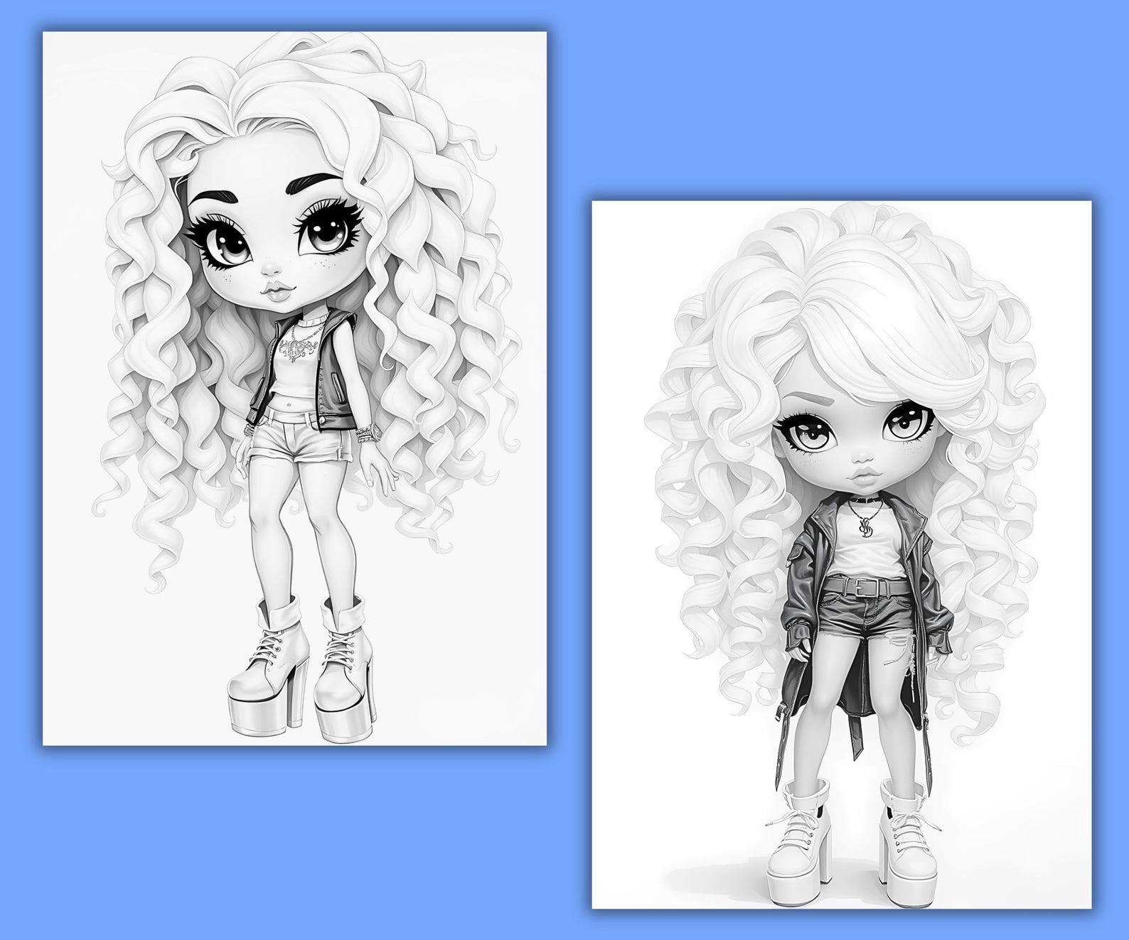 Trendy Fashion Girls Coloring Pages: 32 Grayscale Designs (PDF Download ...