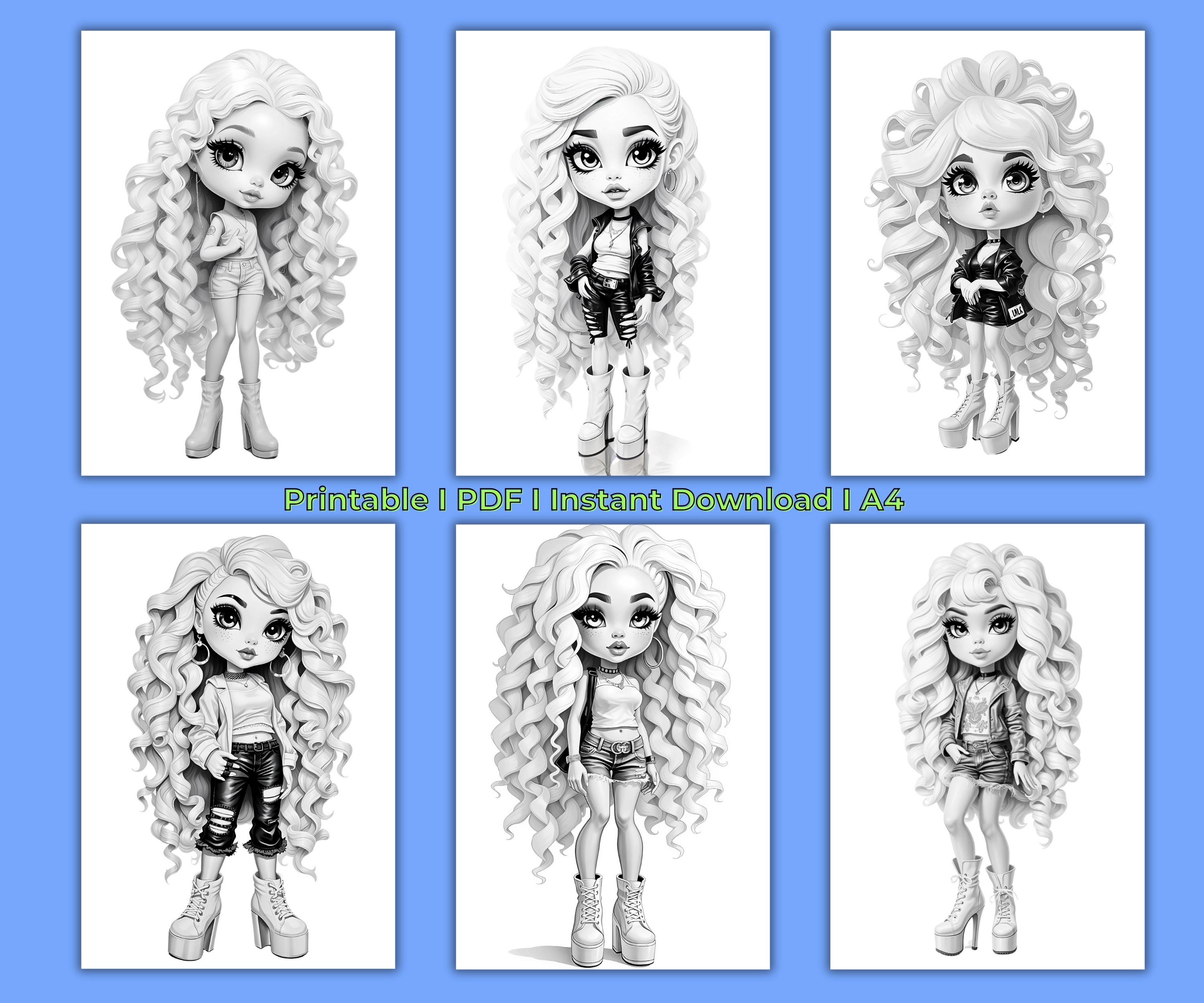 Trendy Fashion Girls Coloring Pages: 32 Grayscale Designs (PDF Download ...