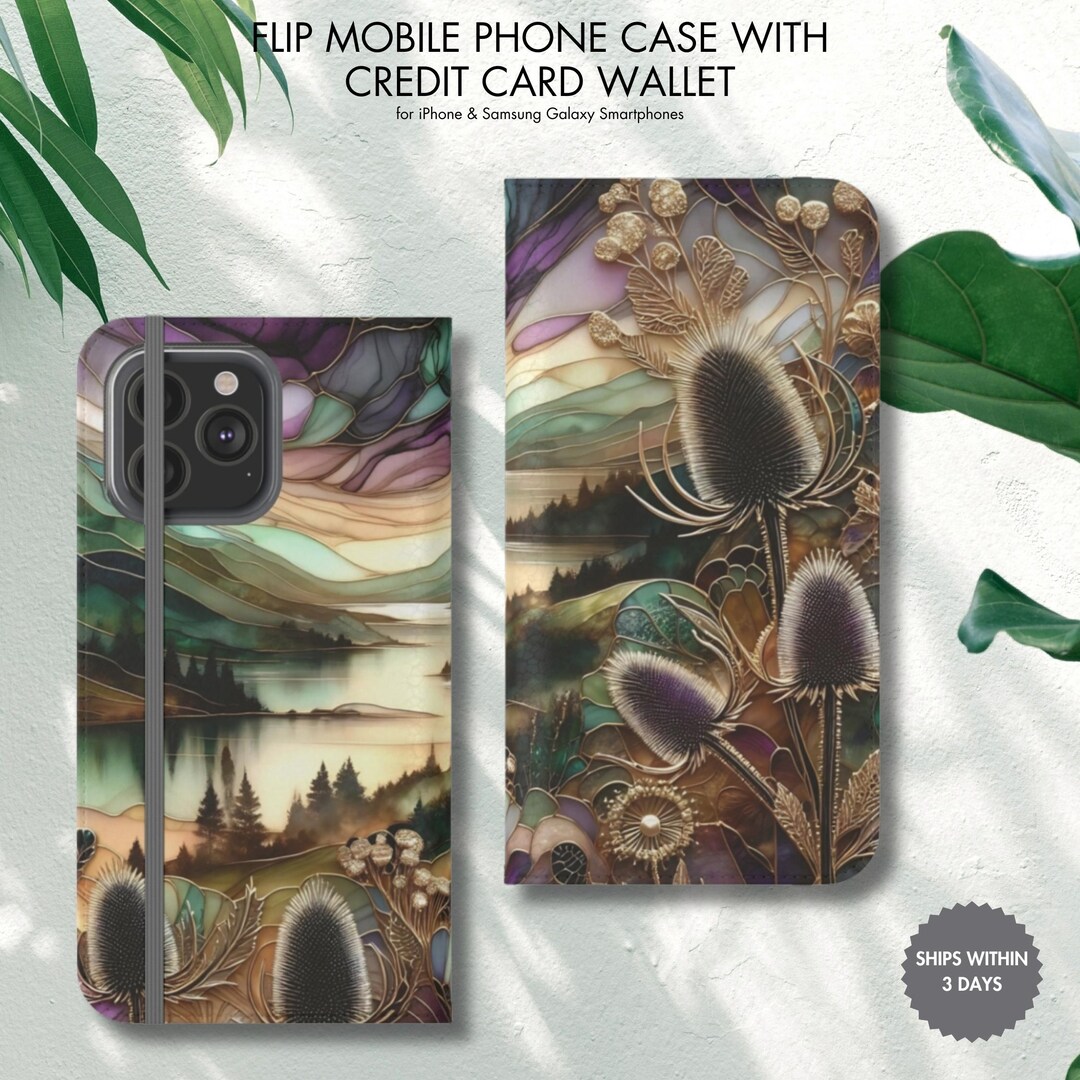 Scottish Loch Thistle Flower Flip Phone Case, Inspirational Nature Art ...