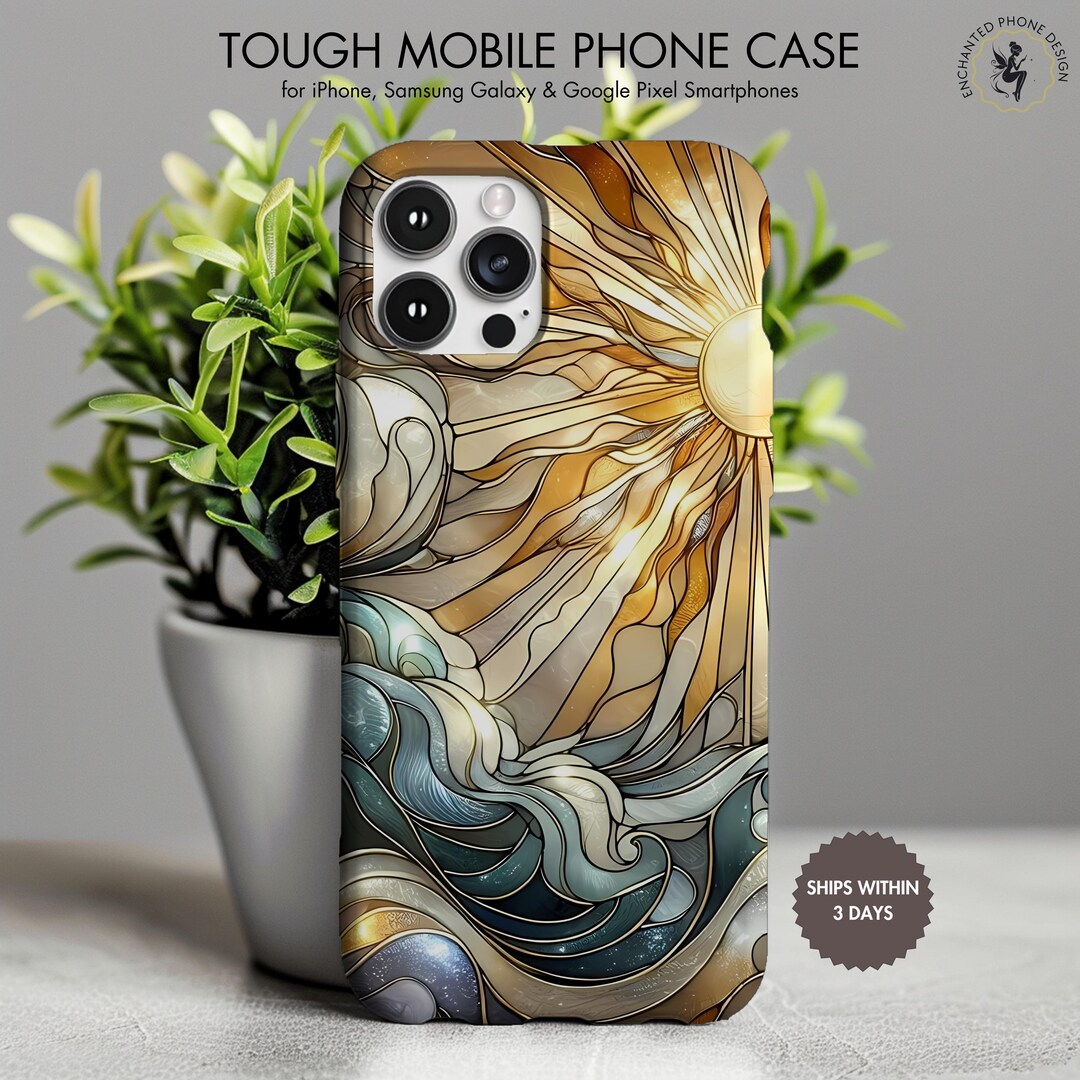 Sun Rays and Ocean Waves Stained Glass Illusion Print Tough Phone Case ...