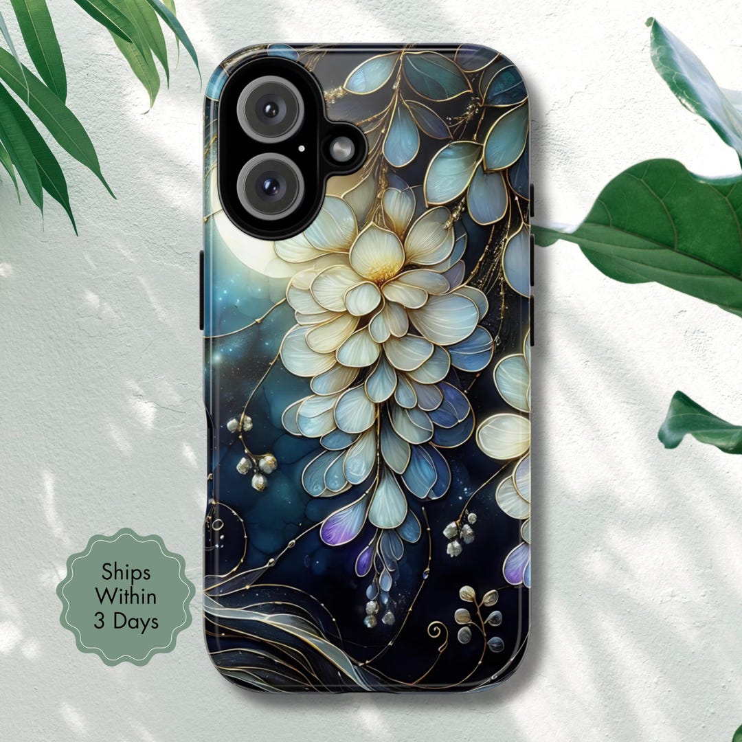Enchanted Moonlight Wisteria Flower Phone Case for iPhone 16 15 14 13 ...