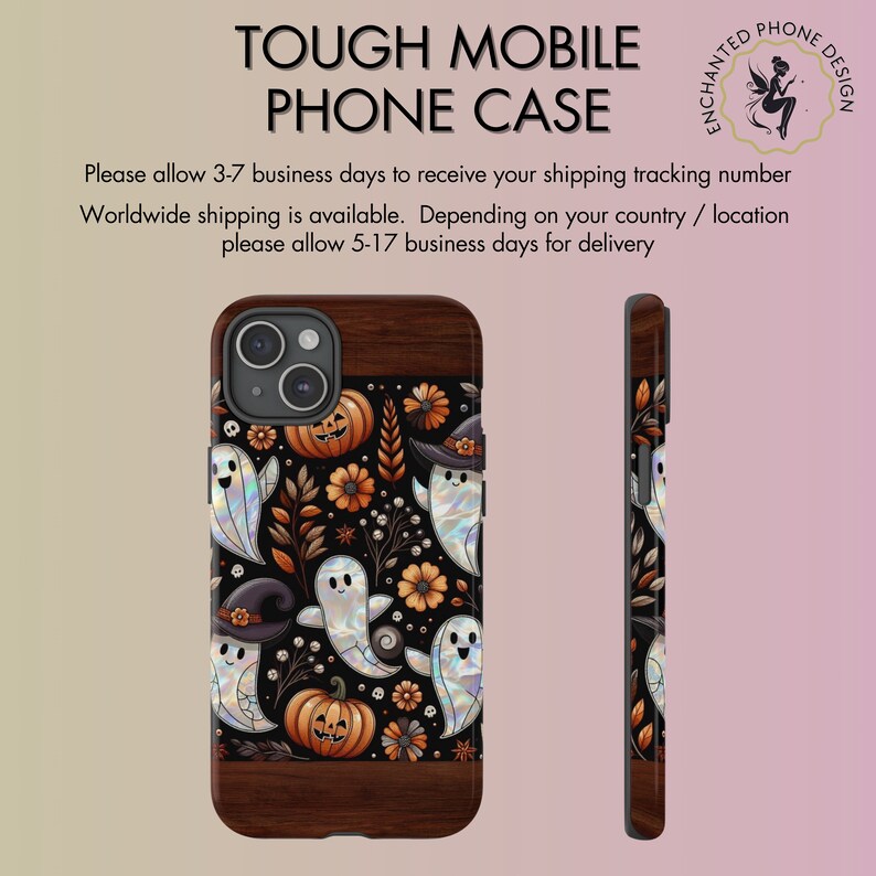 Custom Cute Spooky Halloween Phone Case, Personalized Mother of Pearl ...
