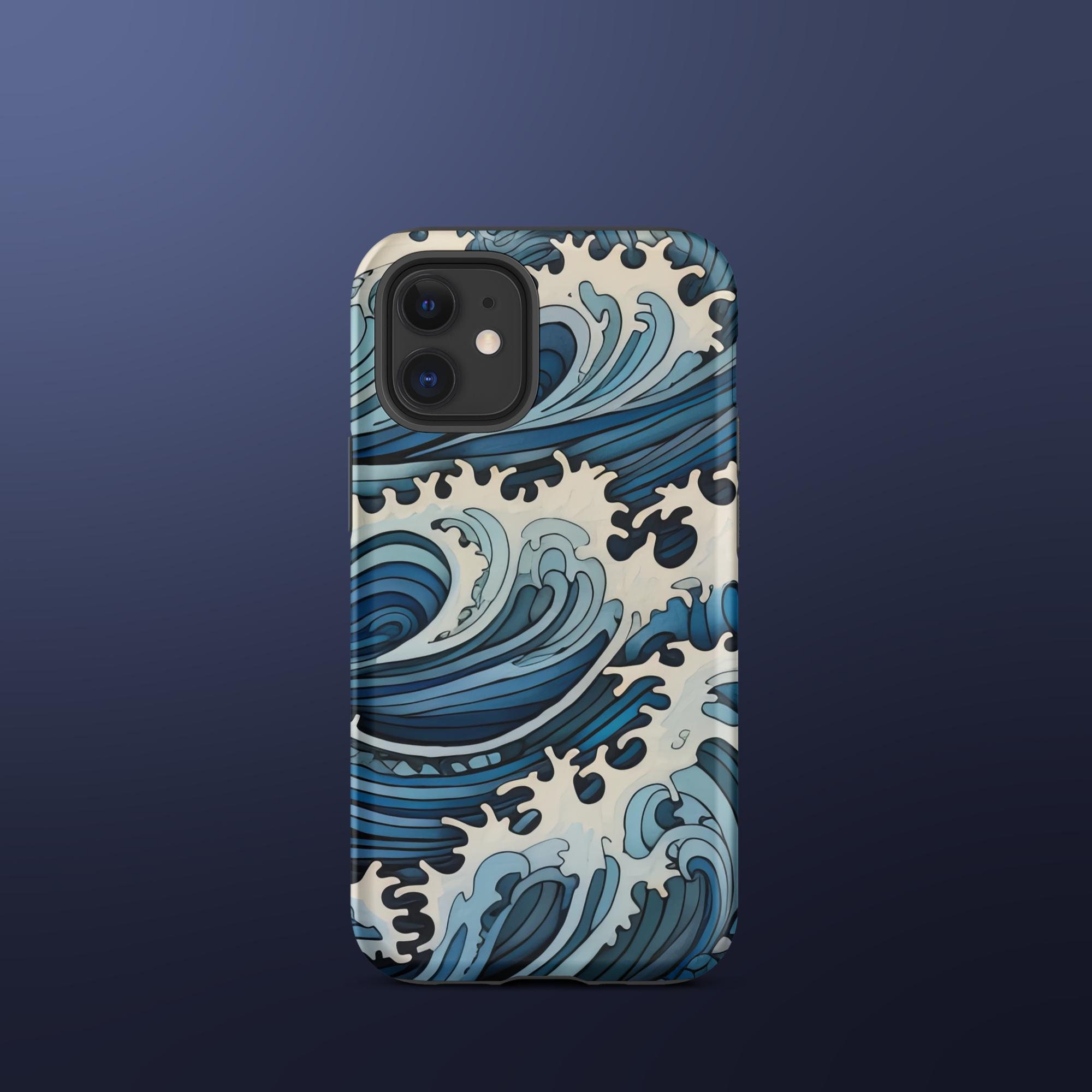 Japandi Hokusai Inspired Wave Pattern Mobile Phone Tough Case for ...
