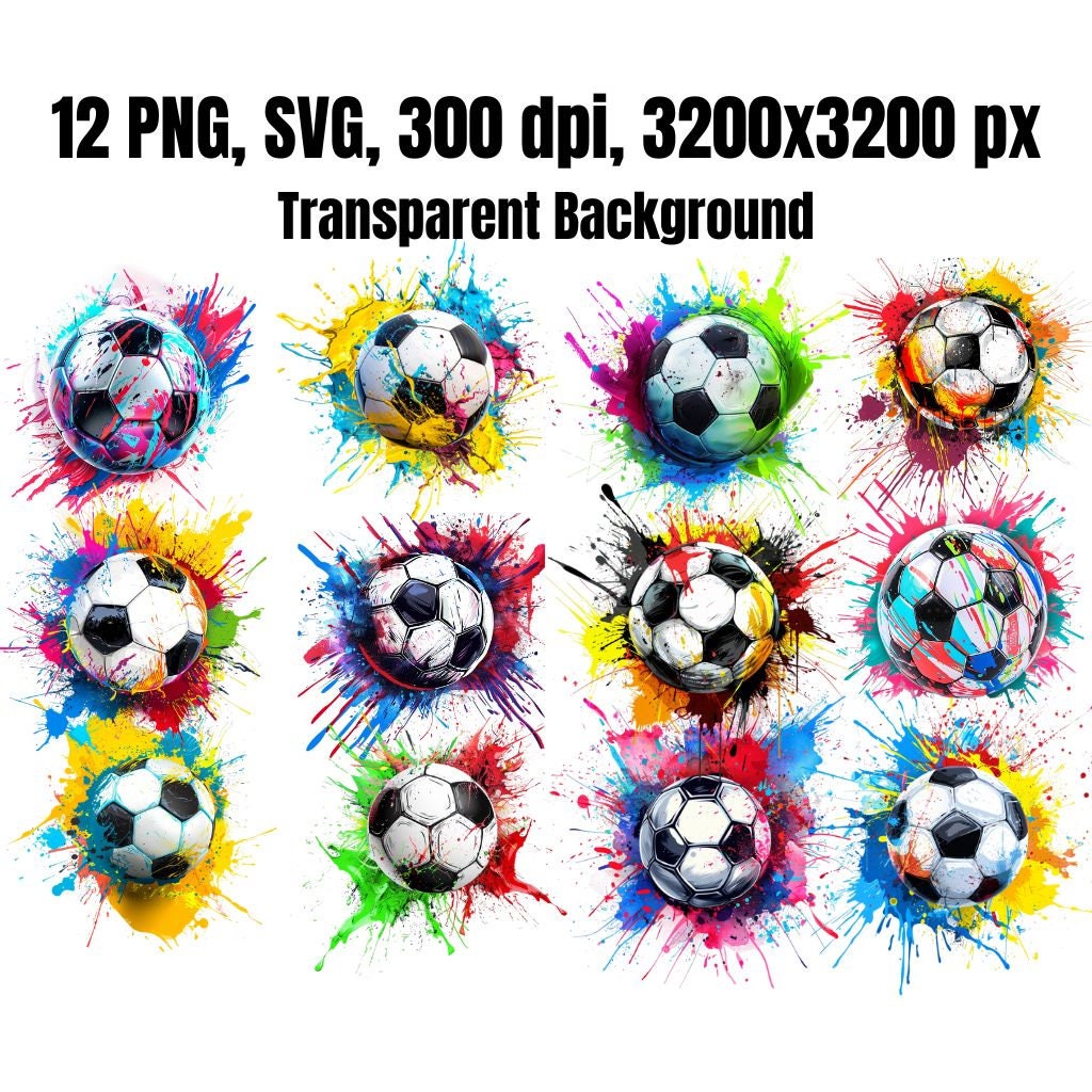 Soccer Ball PNG SVG Transparent Soccer Clipart Bundle to Print Soccer ...