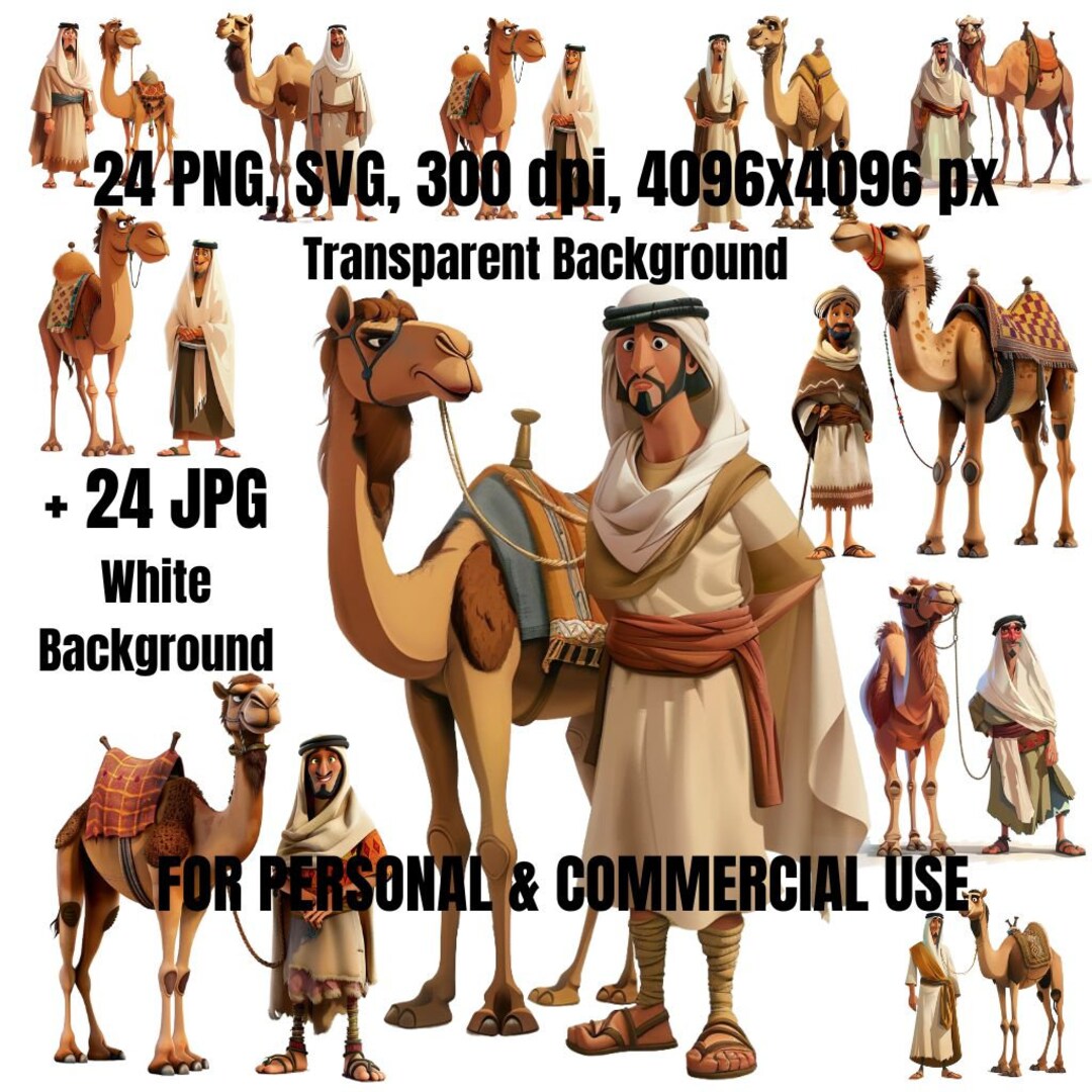 Camel Clipart Bundle | 24 Camel Clipart SVG PNG | Camel Art | Camel Silhouette | Digital ...
