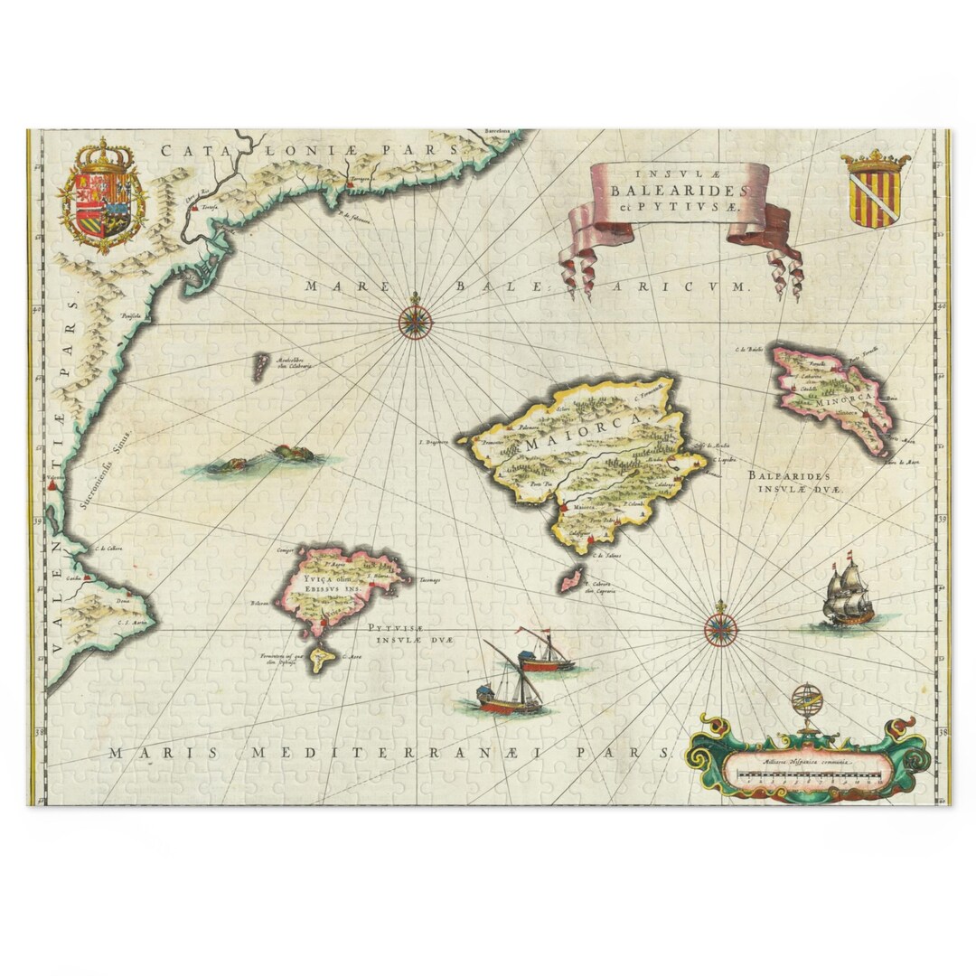 Jigsaw Puzzle Vintage Map of Mallorca Minorca Ibiza 1662 Balearic ...