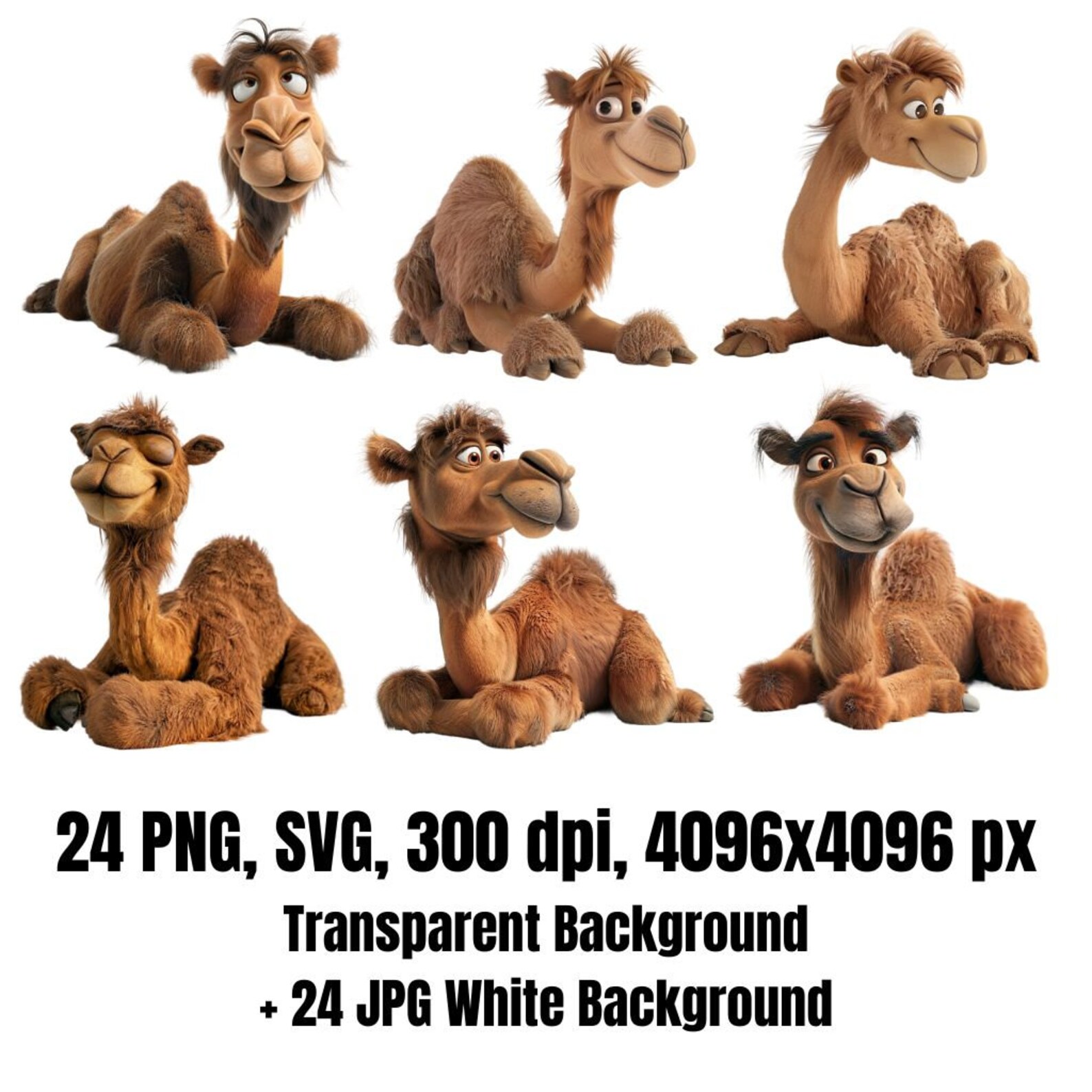 Camel Clipart Bundle | 24 Camel Clipart SVG PNG | Commercial Use ...
